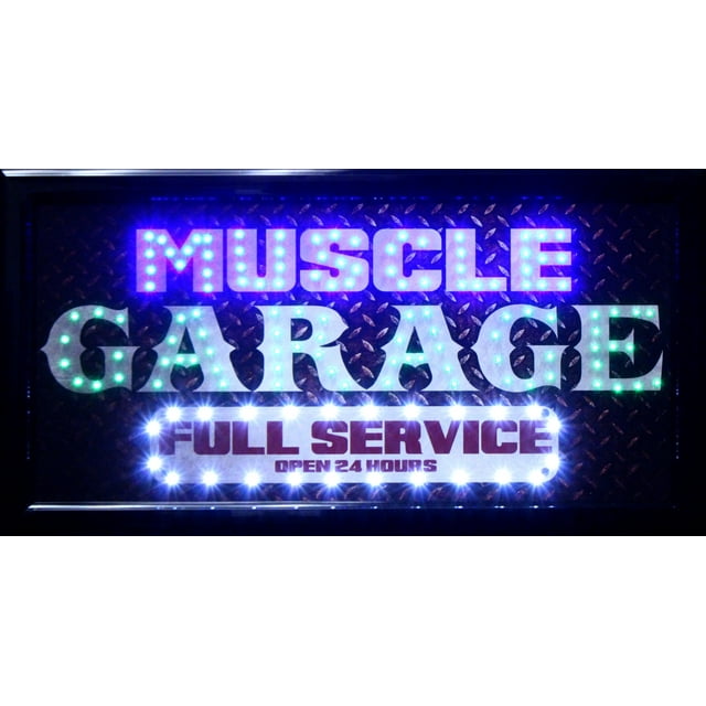 Muscle Garage Full Service Open 24 Hours Framed LED Sign - Walmart.com