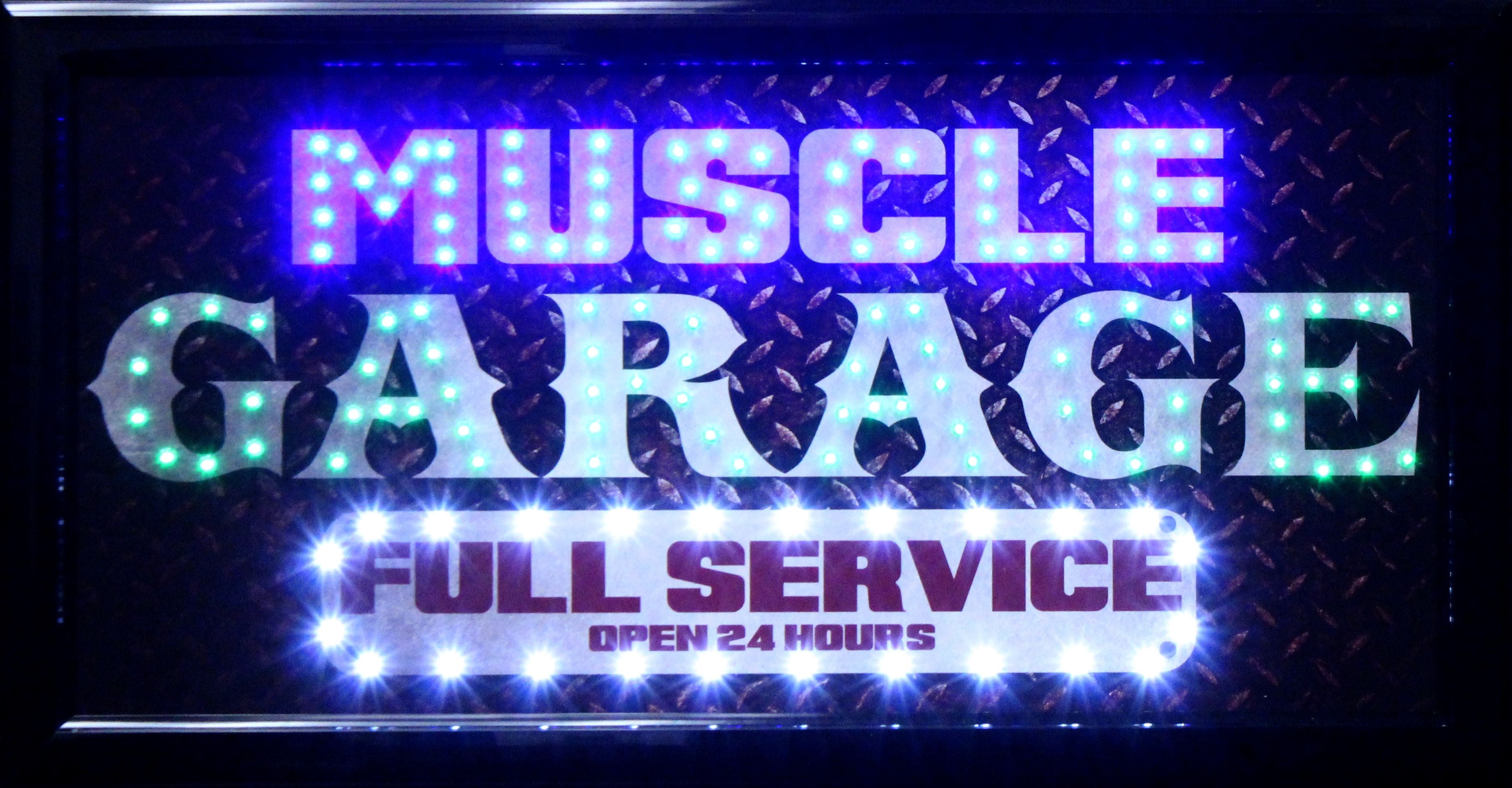 Muscle Garage Full Service Open 24 Hours Framed LED Sign - Walmart.com