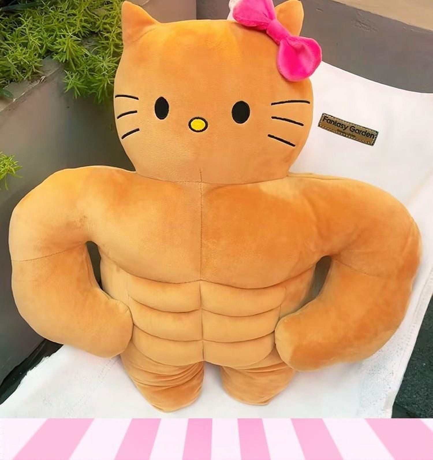 Muscle Hello Kitty Plush Toy,Funny Bodybuilder Design,Soft Stuffed ...