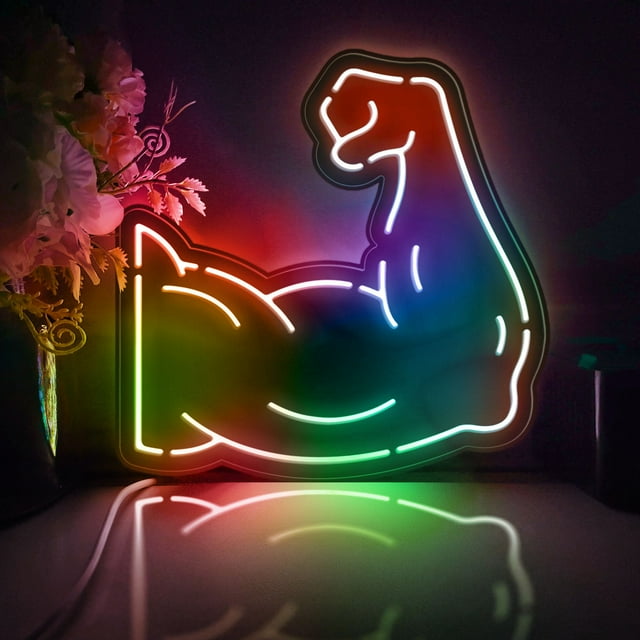 Muscle Led Light Box, Dimmable Neon-Like Light Signs USB Power for Wall ...