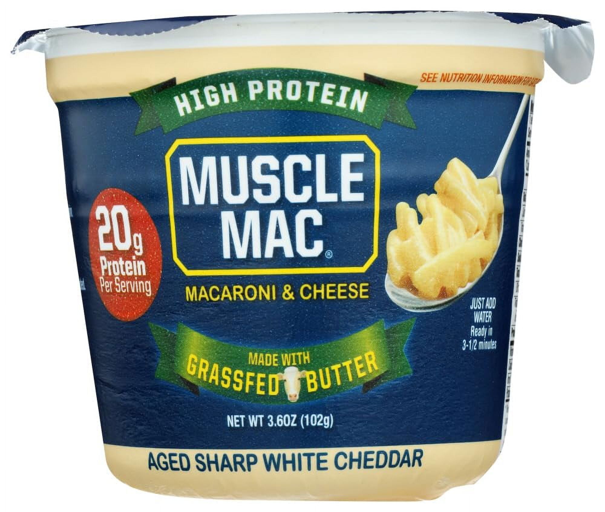 Muscle Mac, Microwavable Macaroni & Cheese Cups, Aged Sharp White ...