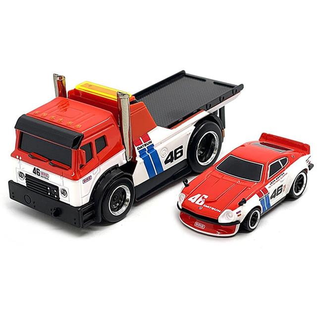 Muscle Machines 11553WH JDM Flatbed Truck No.46 Red & White with Blue ...