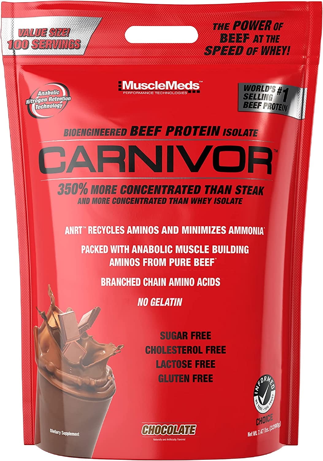 MuscleMeds Carnivor Beef Protein Isolate Powder, 23 g, 7.47 lb ...