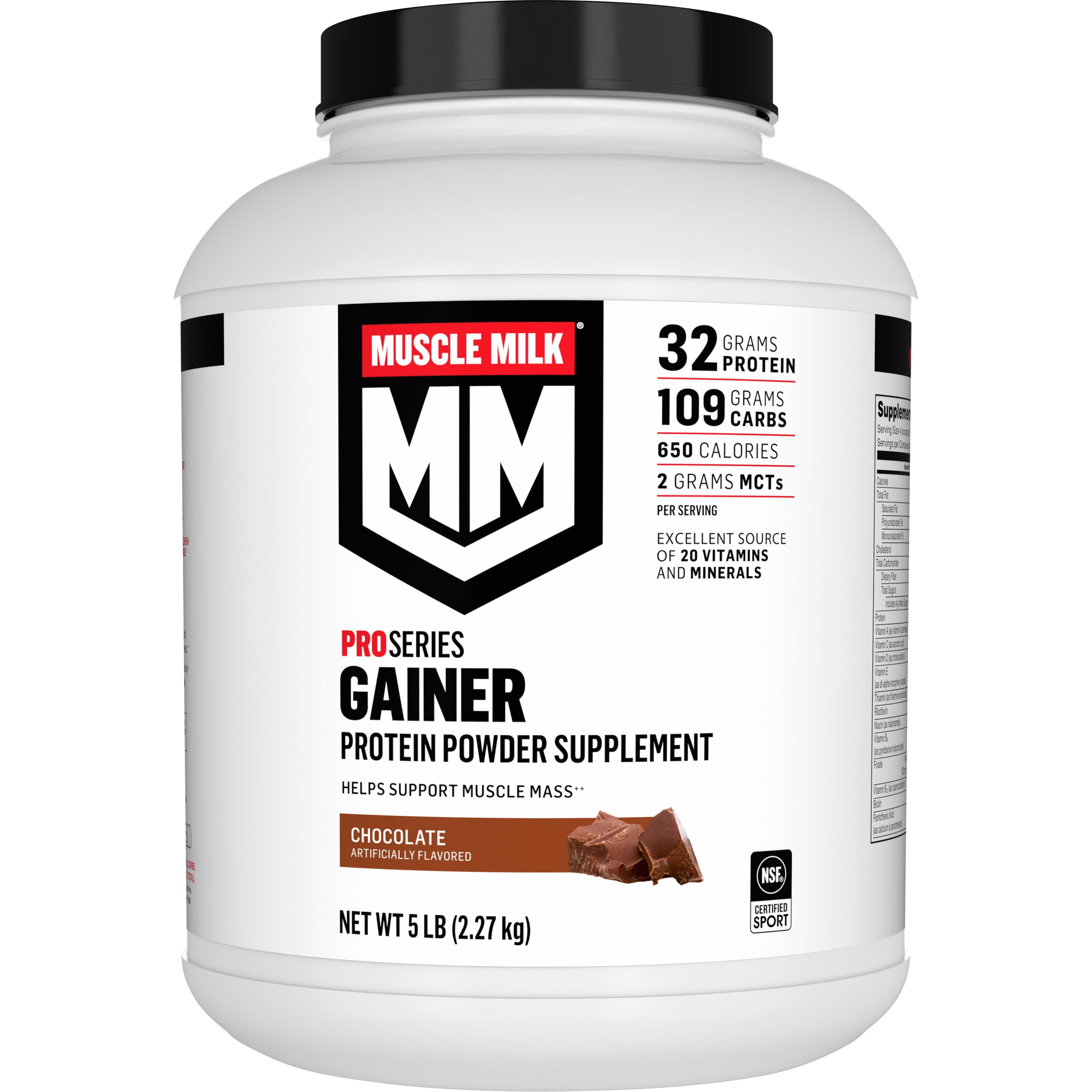 Muscle Milk Gainer Protein Powder, 32g Protein, Chocolate, Strength ...