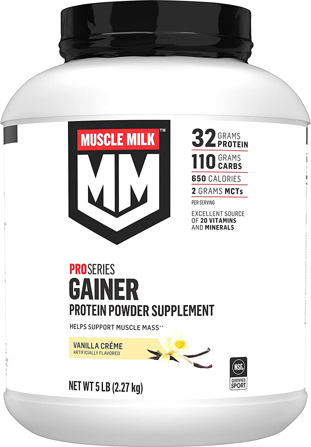 Muscle Milk Pro Series Gainer Protein Powder, Vanilla Creme, 32g Shake ...