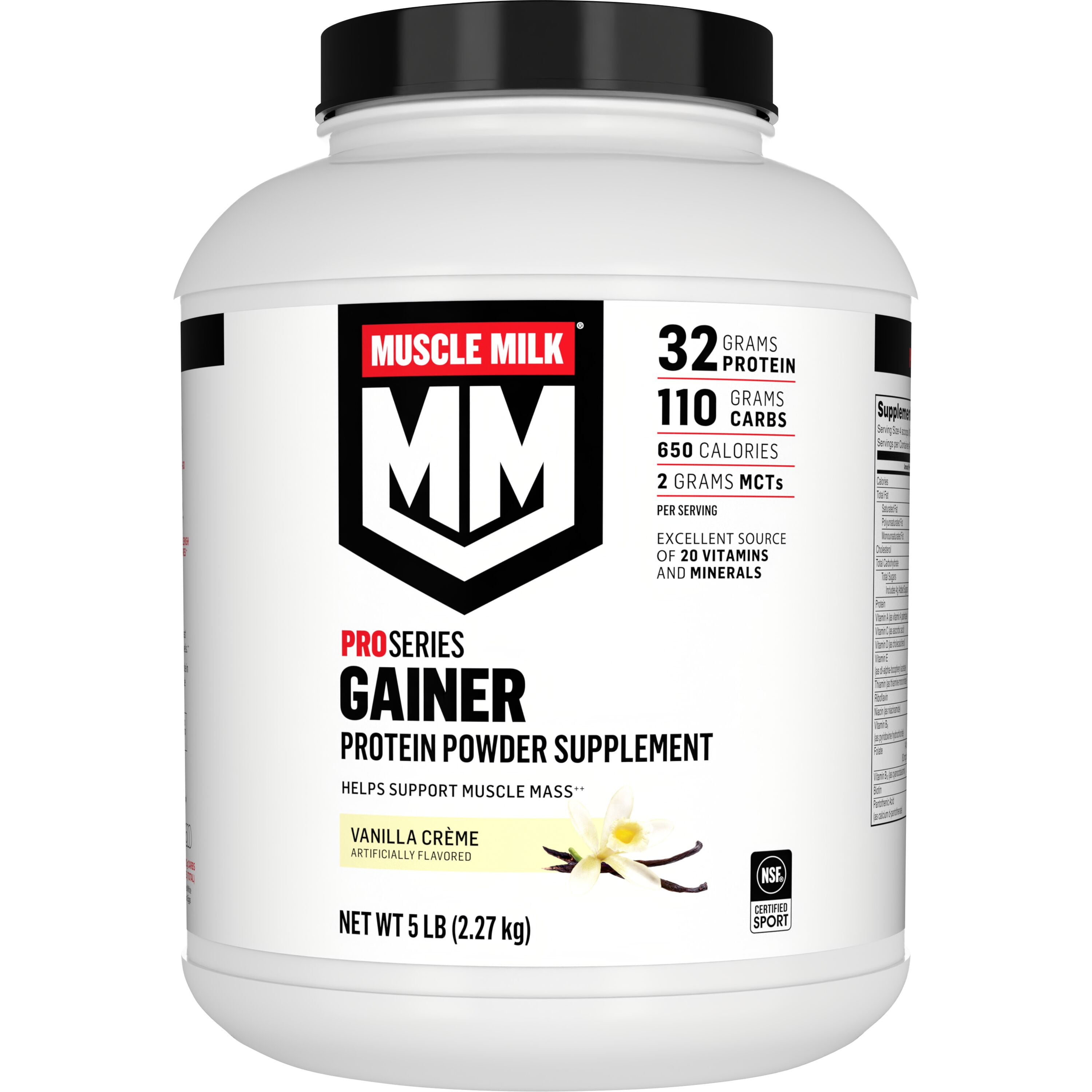 Muscle Milk Pro Series Gainer Protein Powder, Vanilla Creme, 32g Shake ...