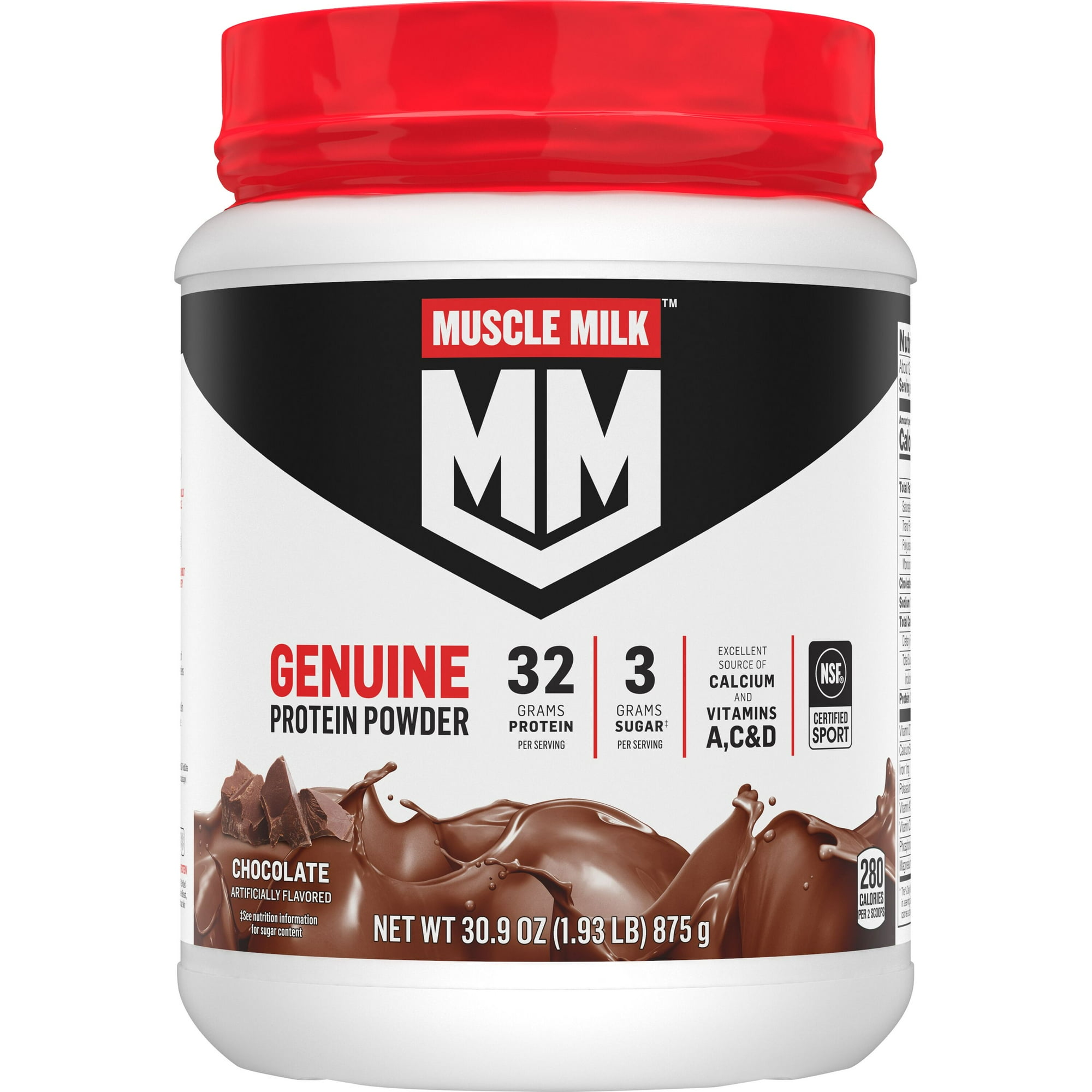Muscle Milk Genuine Protein Powder, Chocolate, 1.93 Pound, 12 Servings ...