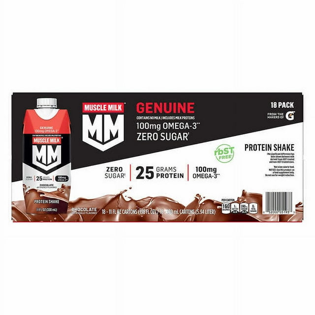 Muscle Milk Genuine Protein Shake, Zero Sugar, Chocolate Flavor, 14 fl ...