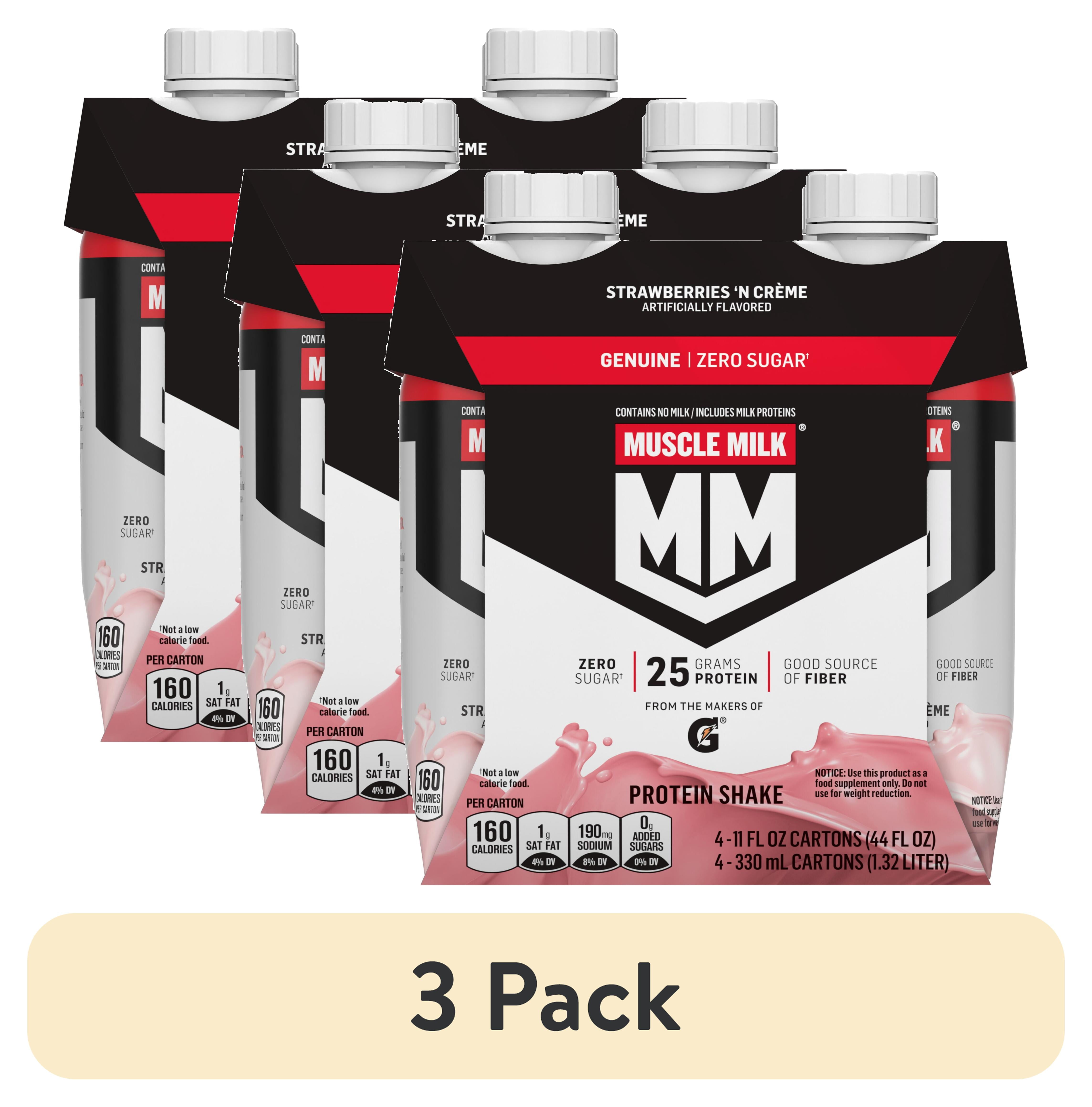 (3 pack) Muscle Milk Genuine Protein Shake Strawberries 'n Crème, 11 fl ...