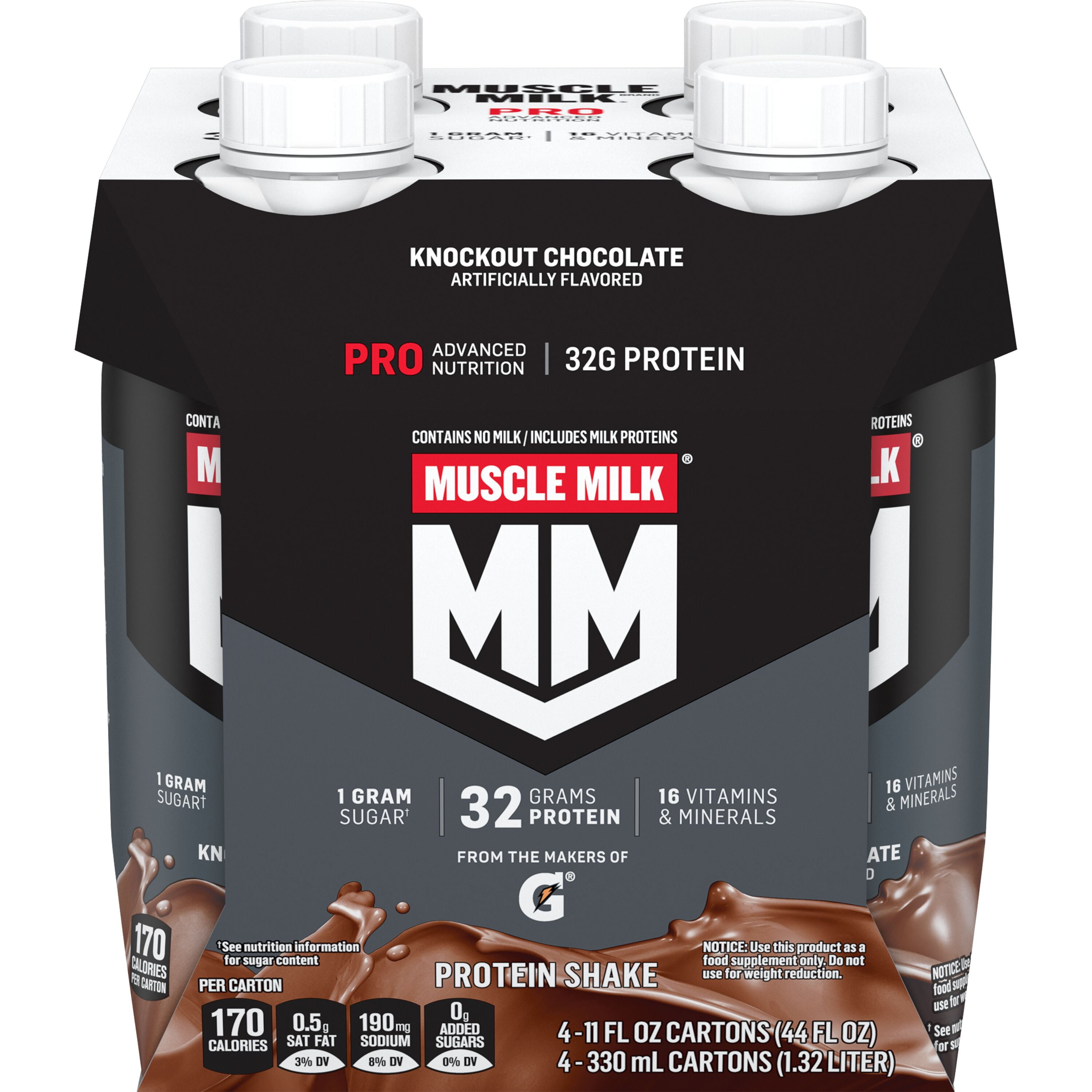 Muscle Milk Pro Advanced Nutrition Protein Shake, Knockout Chocolate ...