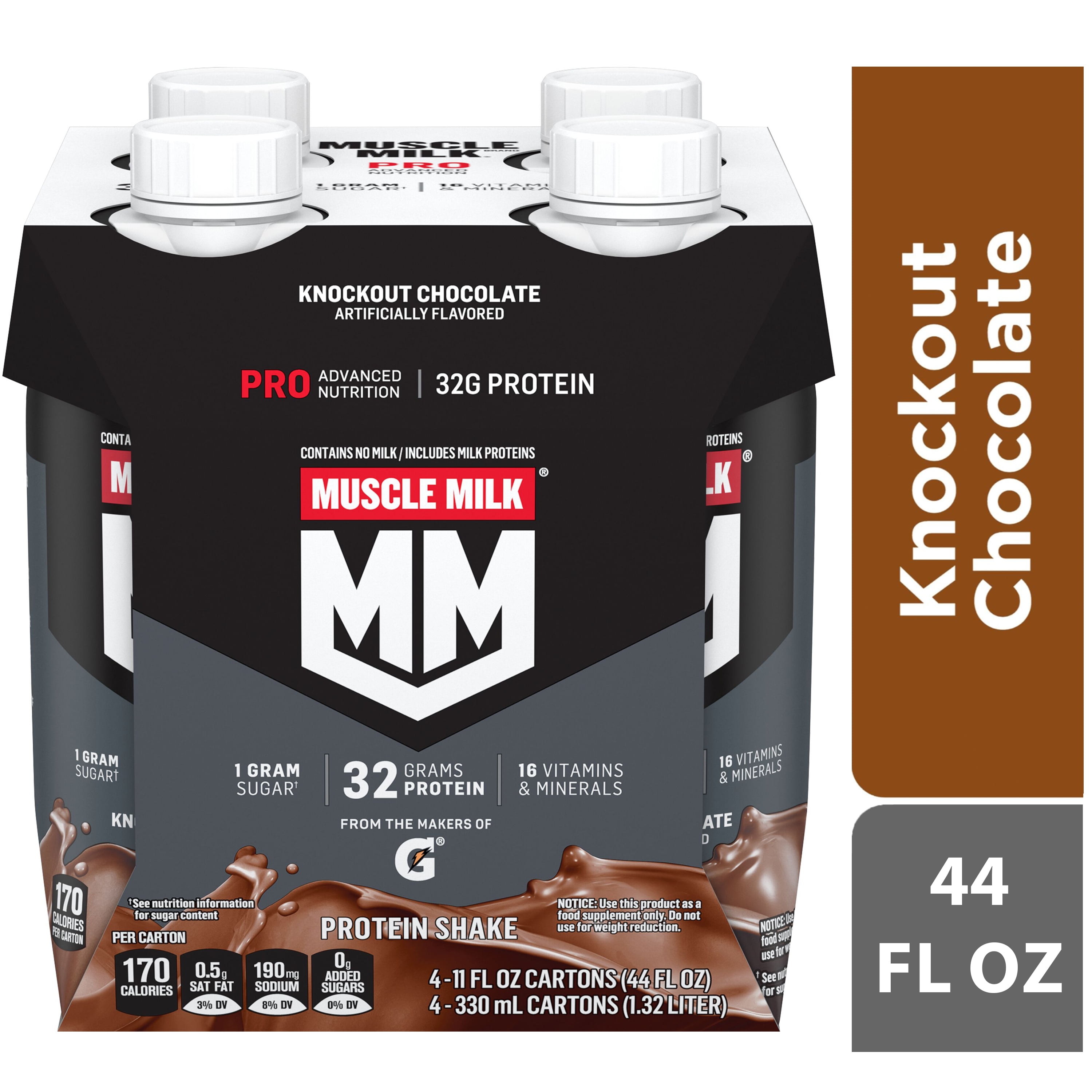 Muscle Milk Pro Advanced Nutrition Protein Shake, Knockout Chocolate ...