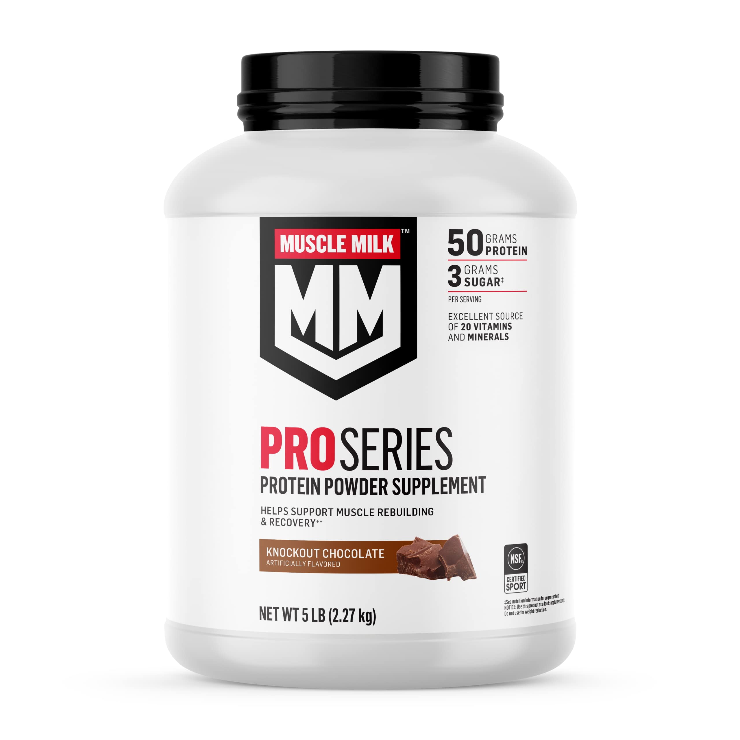 Muscle Milk Pro Series Protein Powder, Knockout Chocolate, 50g Protein ...