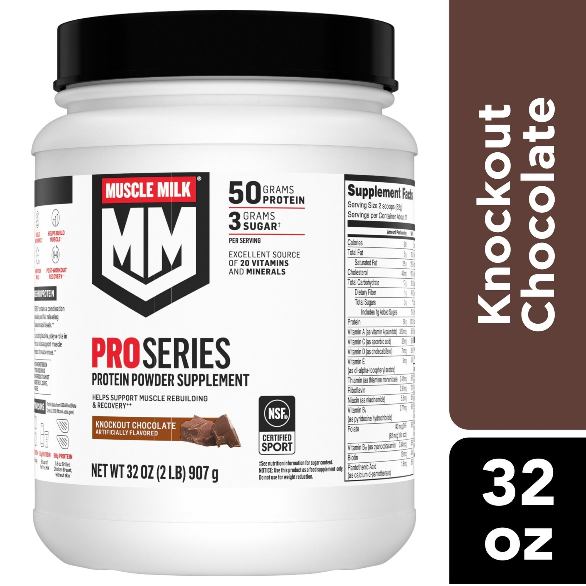 Muscle Milk Pro Series Protein Powder Supplement, Knockout Chocolate, 2 Pound (2 Pack) - Walmart.com