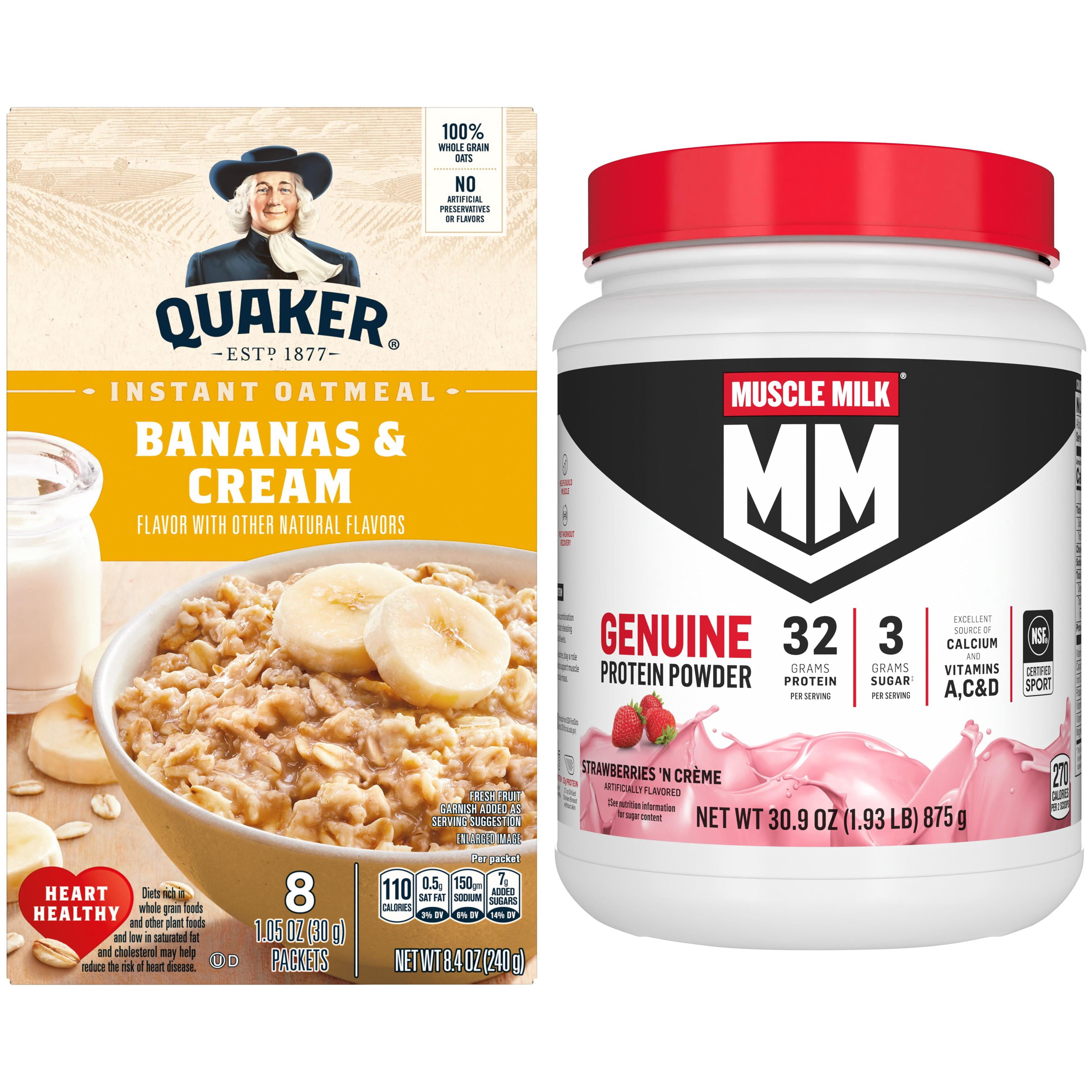Muscle Milk Protein Powder Strawberry and Quaker Instant Bananas ...