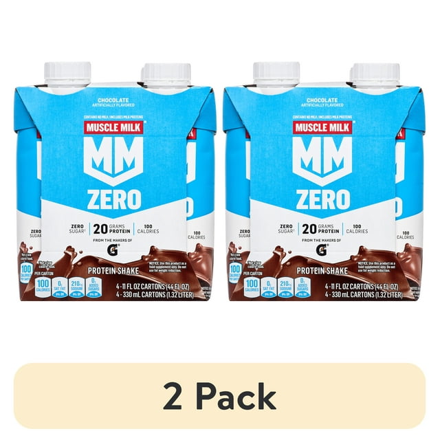 (2 pack) Muscle Milk Zero Protein Shake, Chocolate, 11.16 fl oz Bottle ...