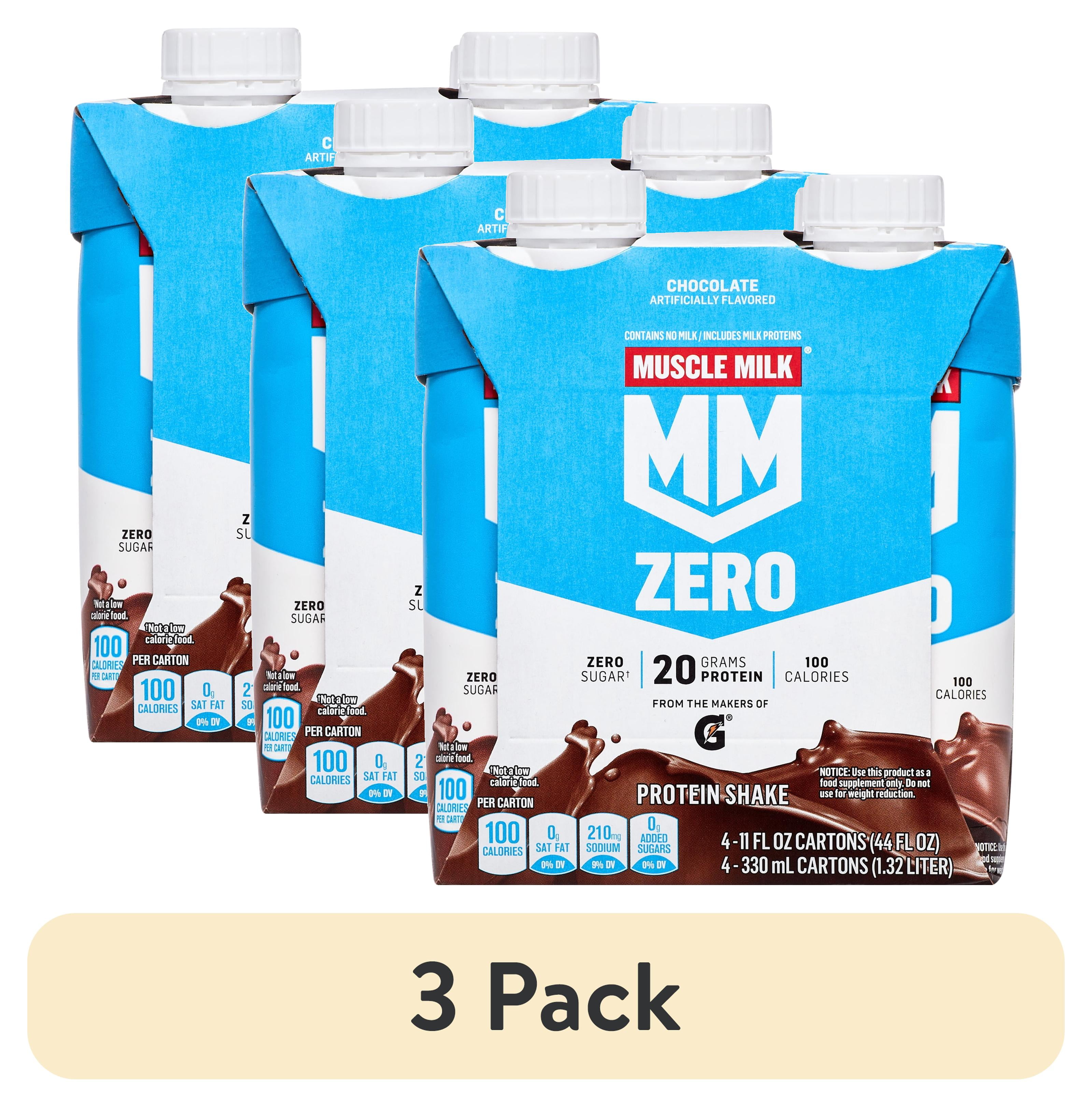 (3 pack) Muscle Milk Non Dairy Protein Shake Chocolate - 4 CT - Walmart.com
