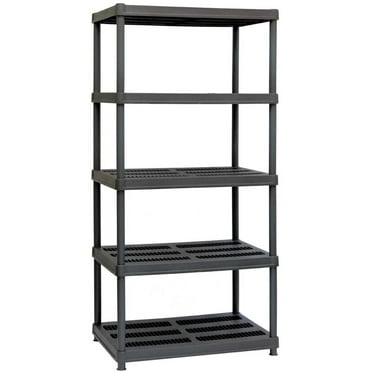 "Muscle Rack Black Plastic Garage Shelving Unit, 4-Shelf, 36""W x 24""D ...