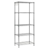Muscle Rack 5 Tier Wire Shelving Unit with Hooks in Silver - Walmart.com