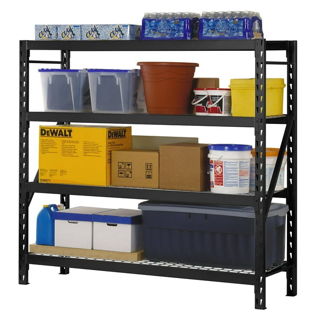 Muscle Rack 77"W x 24"D x 72"H 4-Tier Welded Steel Storage Rack, Black ...