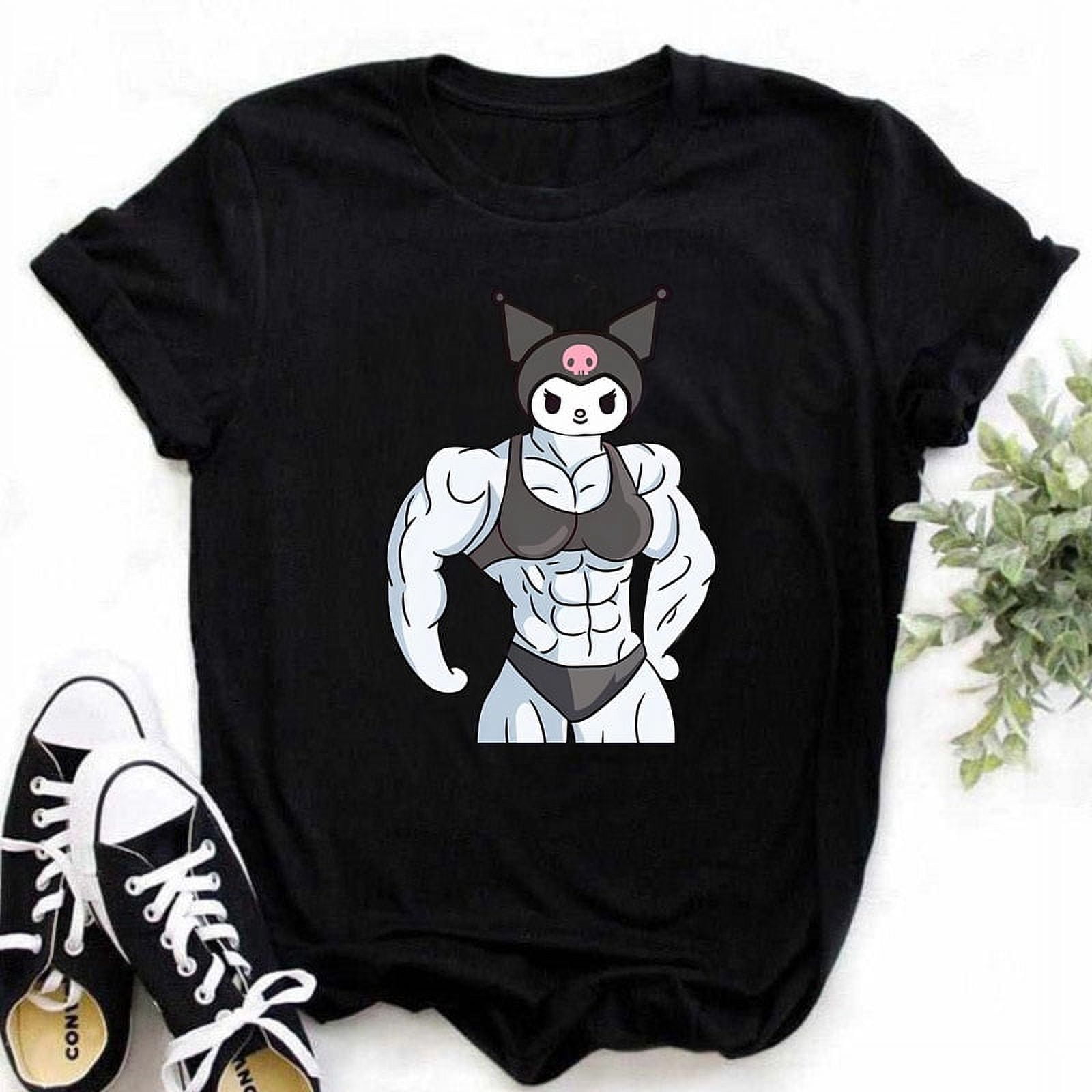 Muscle Sanrio Women's T-shirt Anime HelloKitty Cinnamon Kuromi Ladies ...