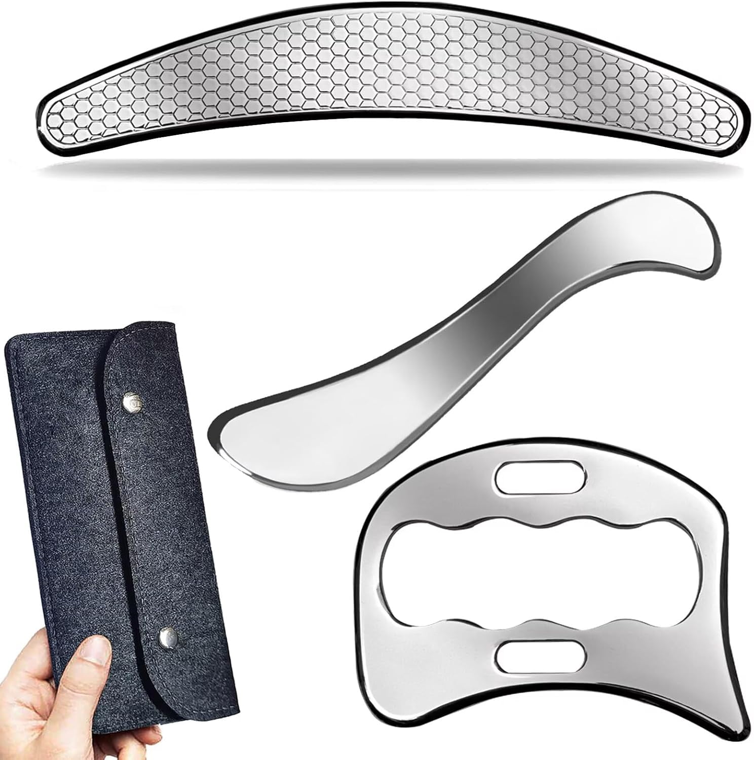 *Muscle Scraper Stainless Steel Gua Sha Scraping Massage Tool Set IASTM ...