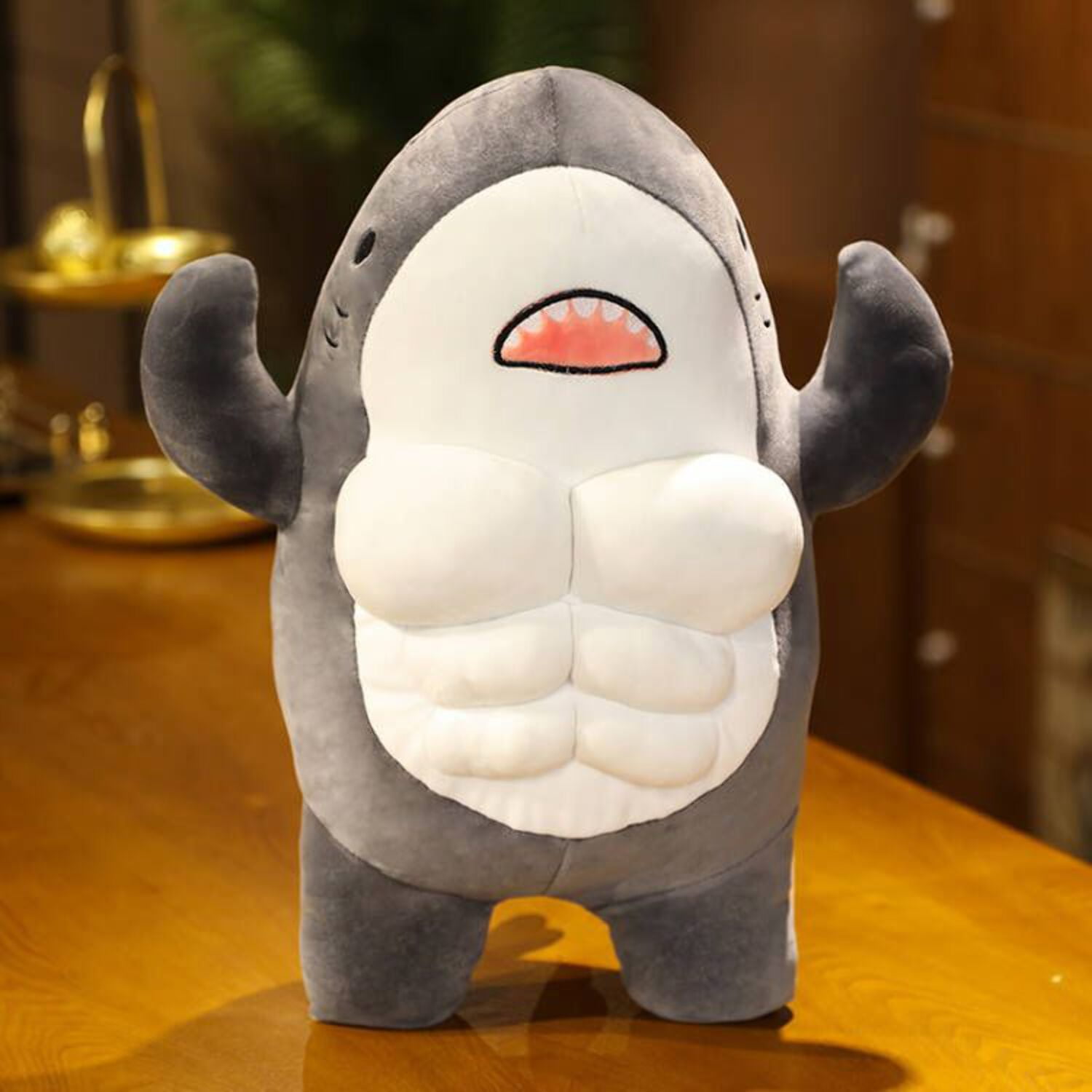 Muscle Shark Plush Doll Cute Worked Out Shark Stuffed Cartoon Toys ...