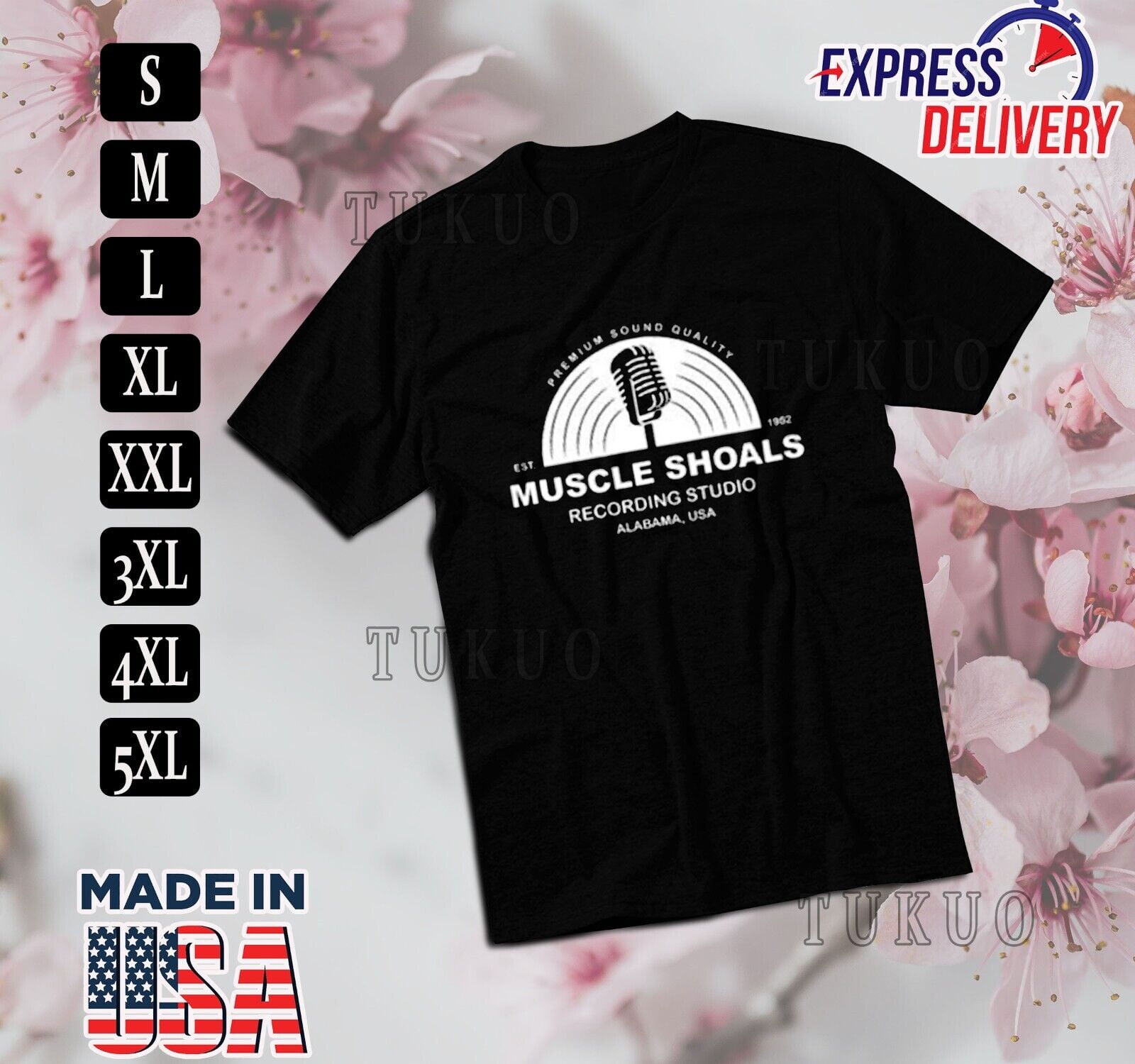Muscle Shoals Recording Studio Logo Men's Black T-Shirt MADE IN USA ...