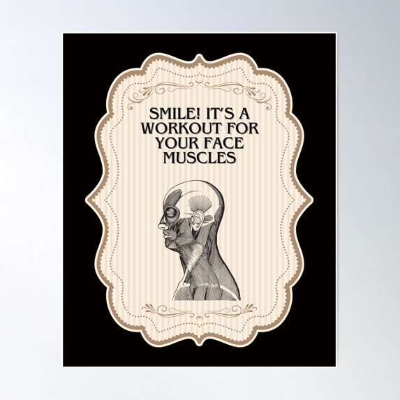 Muscle Smile Vintage Tee Poster Wall Art, Modern Wall Decor For Living ...