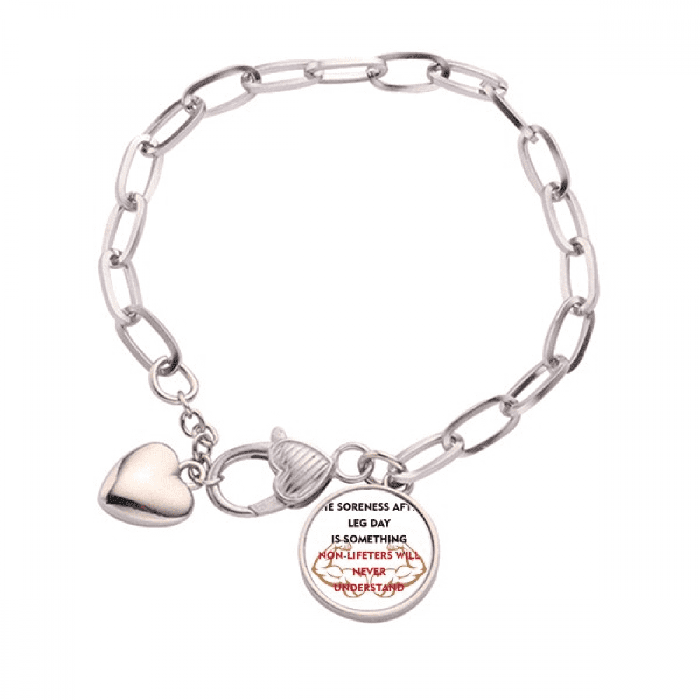 Muscle Strength Weightlifter Heart Chain Bracelet Jewelry Charm Fashion ...