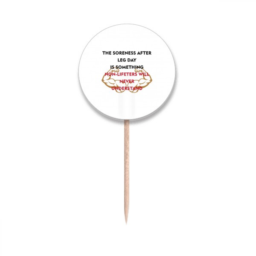 Muscle Strength Weightlifter Toothpick Flags Round Labels Party ...