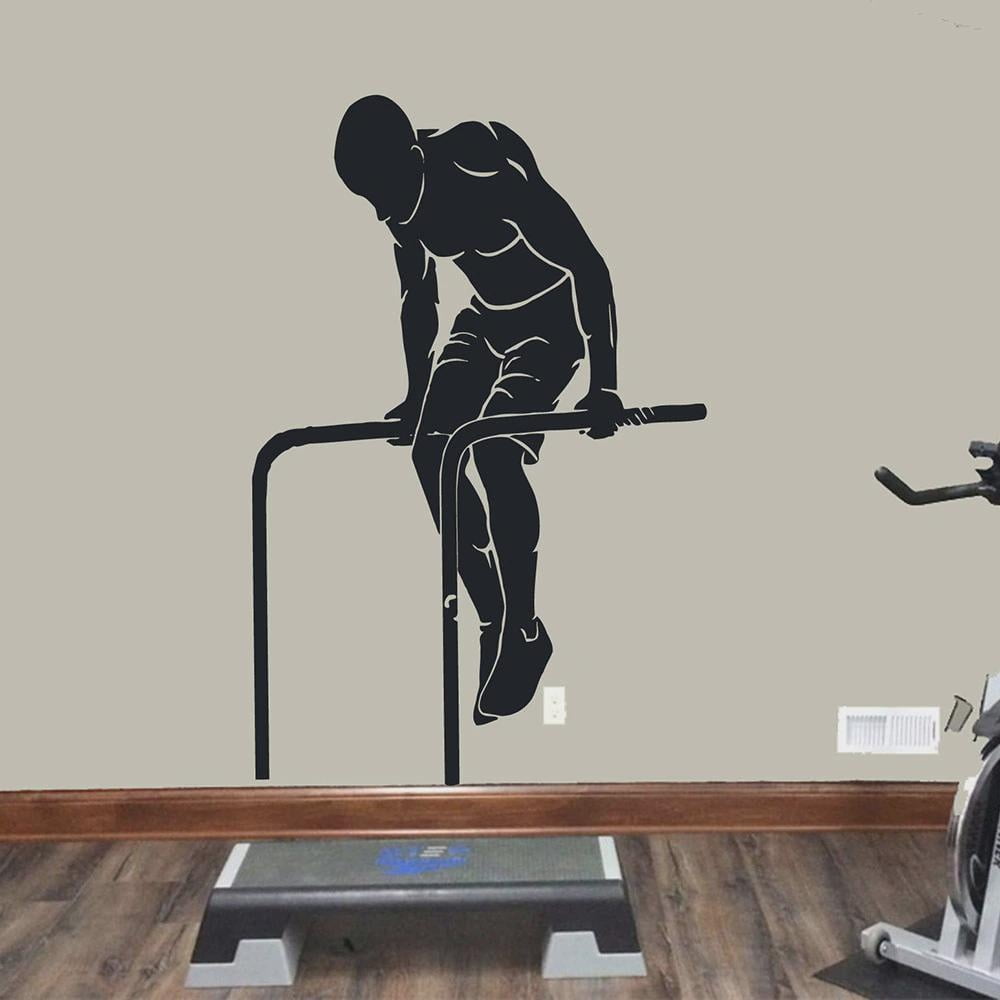 Muscle Workout Wall Decal Pull Up Exercise Sports Door Window Vinyl ...