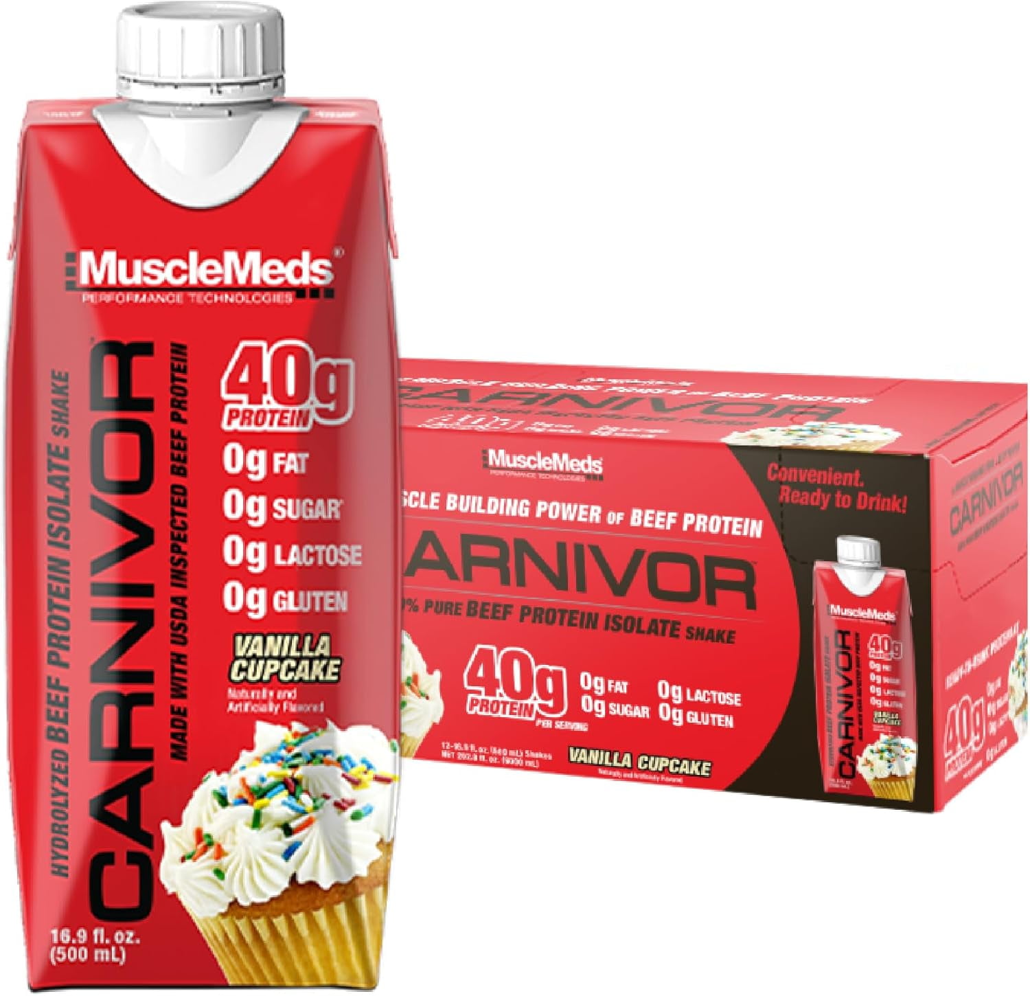 MuscleMeds Carnivor Ready to Drink Beef Protein 40g Isolate Lactose ...