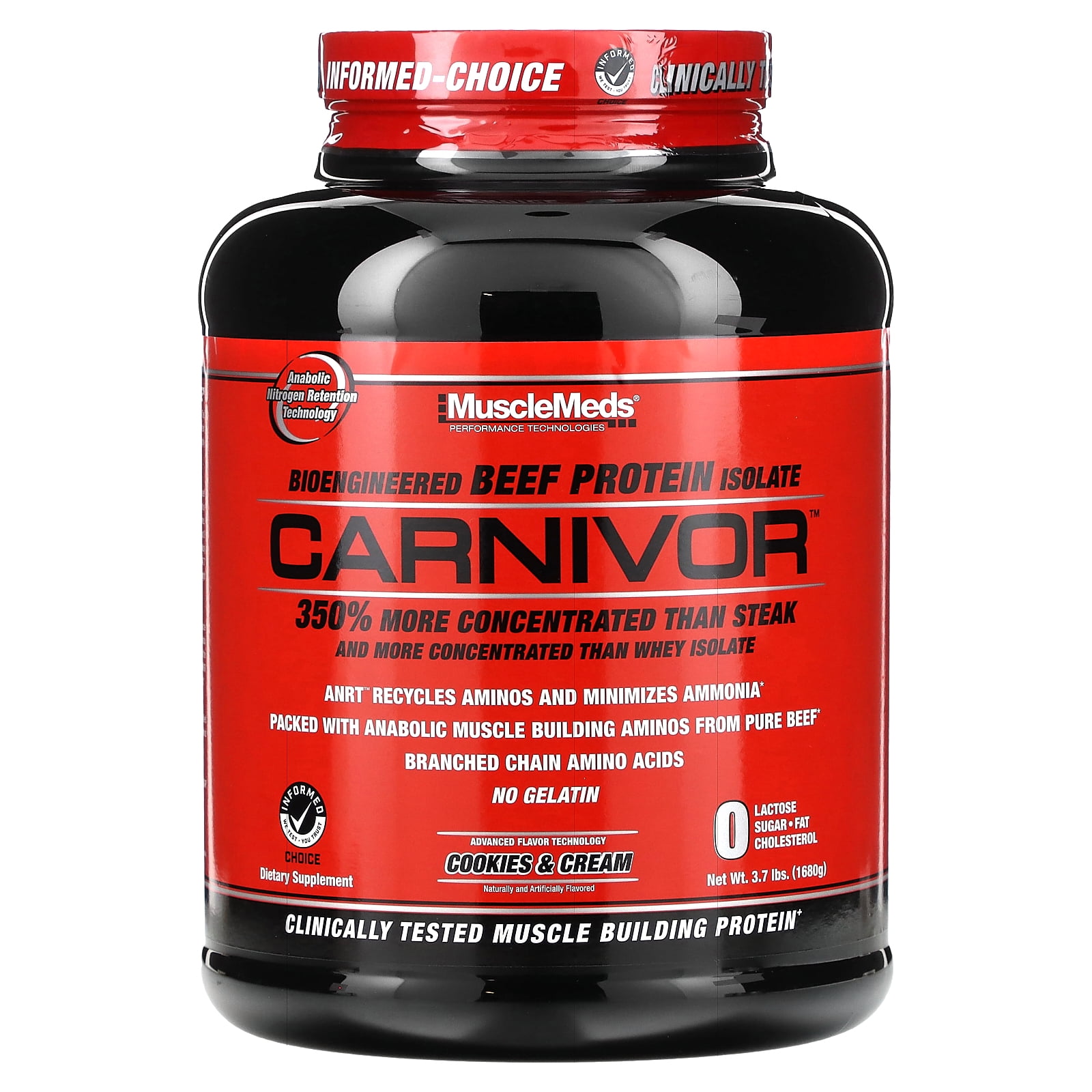 MuscleMeds Carnivor Beef Protein Isolate Powder, Cookies & Cream, 3.7 lbs - Walmart.com