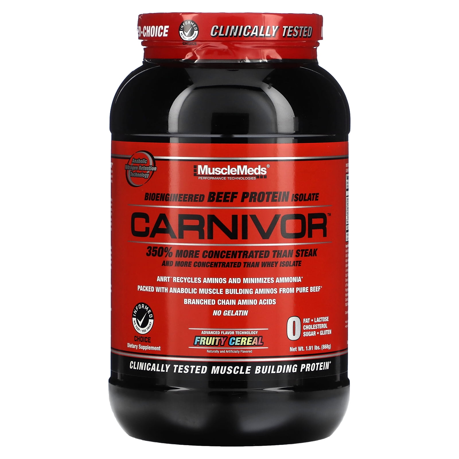 MuscleMeds Carnivor, Bioengineered Beef Protein Isolate, Fruity Cereal ...
