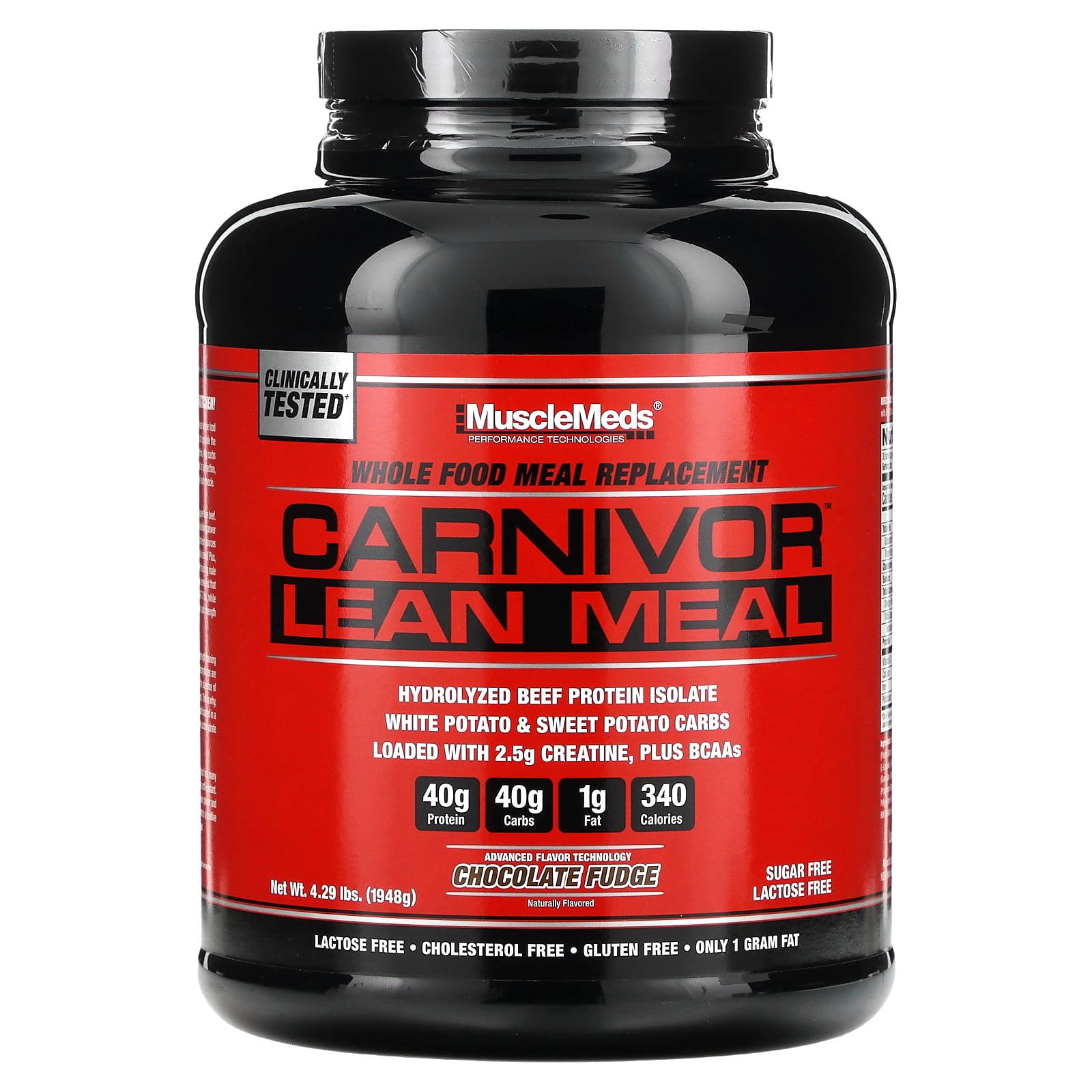 MuscleMeds Carnivor Lean Meal, Chocolate Fudge, 4.29 lbs (1,948 g ...