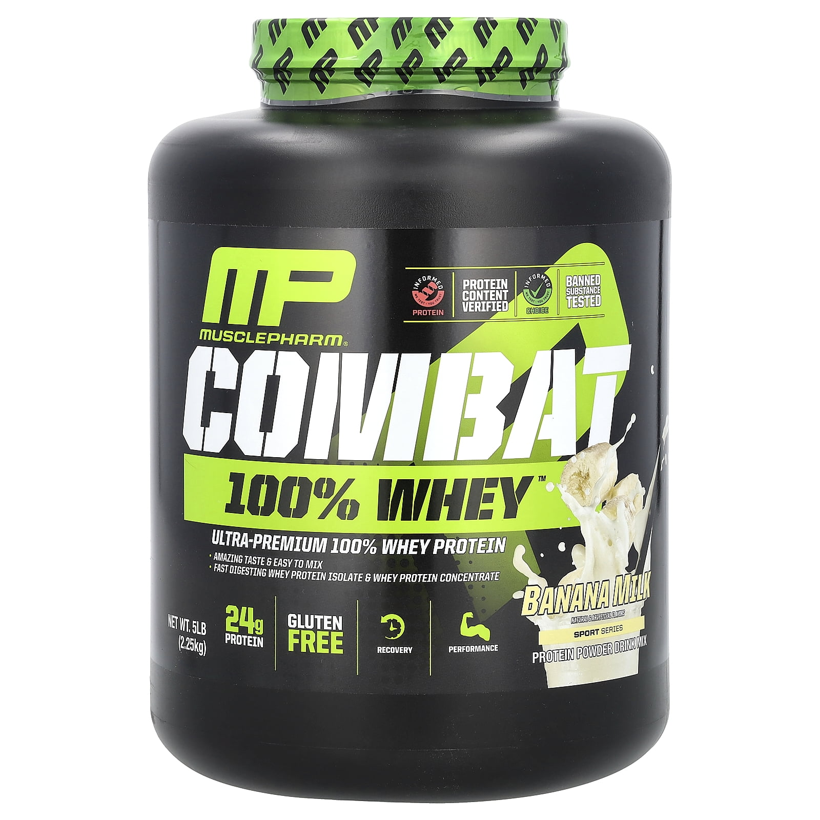 MusclePharm Combat 100% Whey, Banana Milk, 5 lb (2.25 kg) - Walmart.com