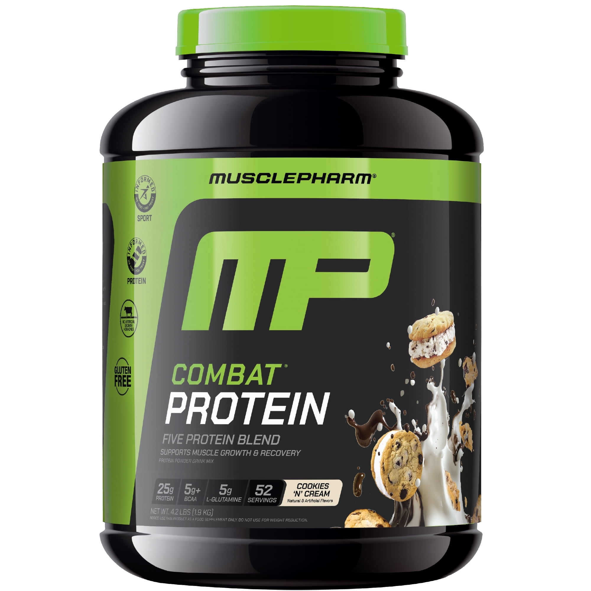 MusclePharm Combat Protein Powder, Cookies & Cream, 25g Protein, 4 Lb ...