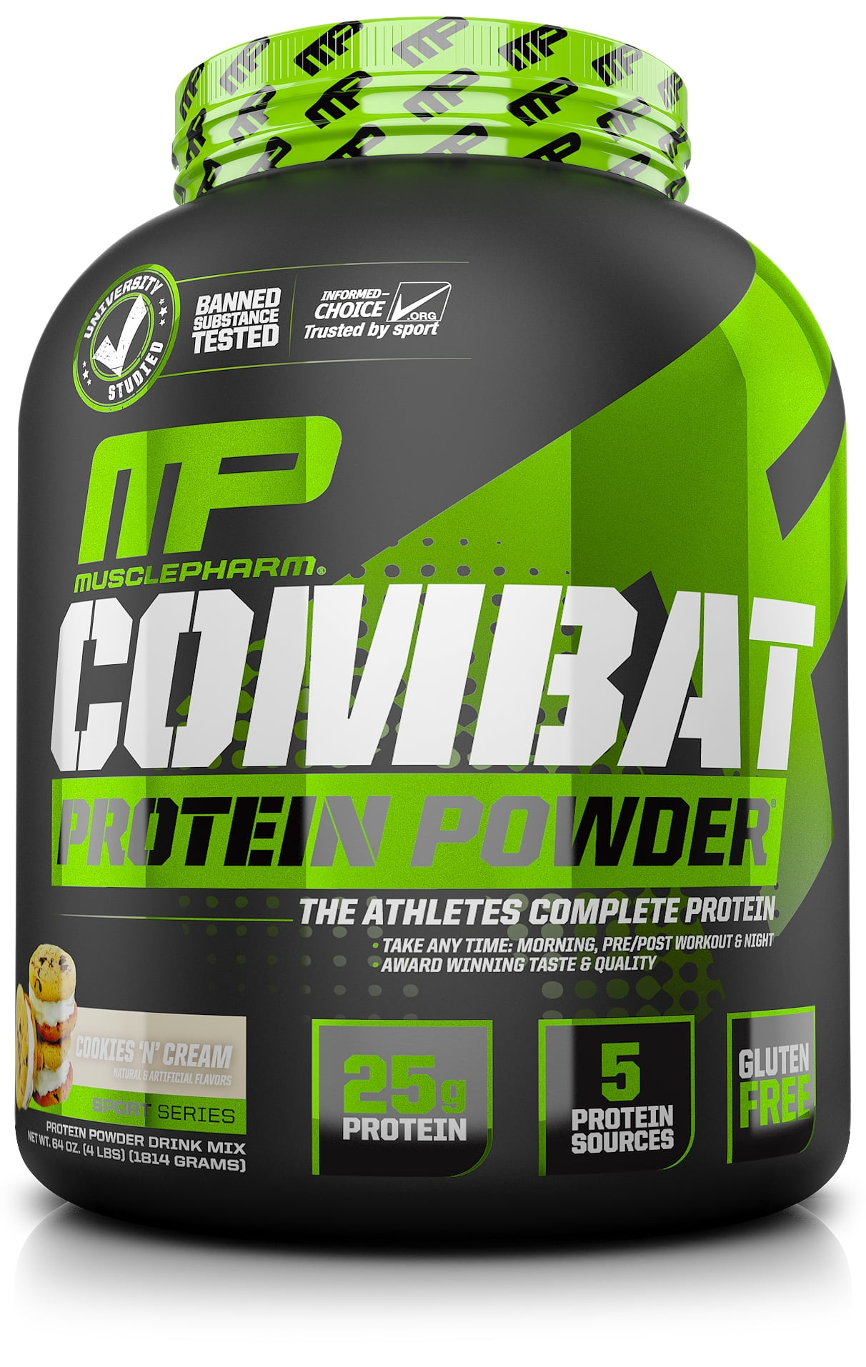 MusclePharm Combat Protein Powder, Cookies & Cream, 25g Protein, 4 Lb ...