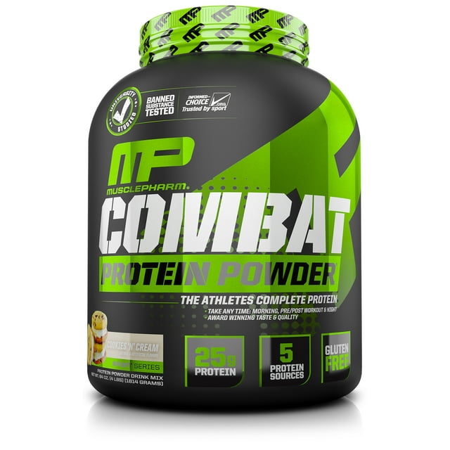 MusclePharm Combat Protein Powder, Cookies & Cream, 25g Protein, 4 Lb ...