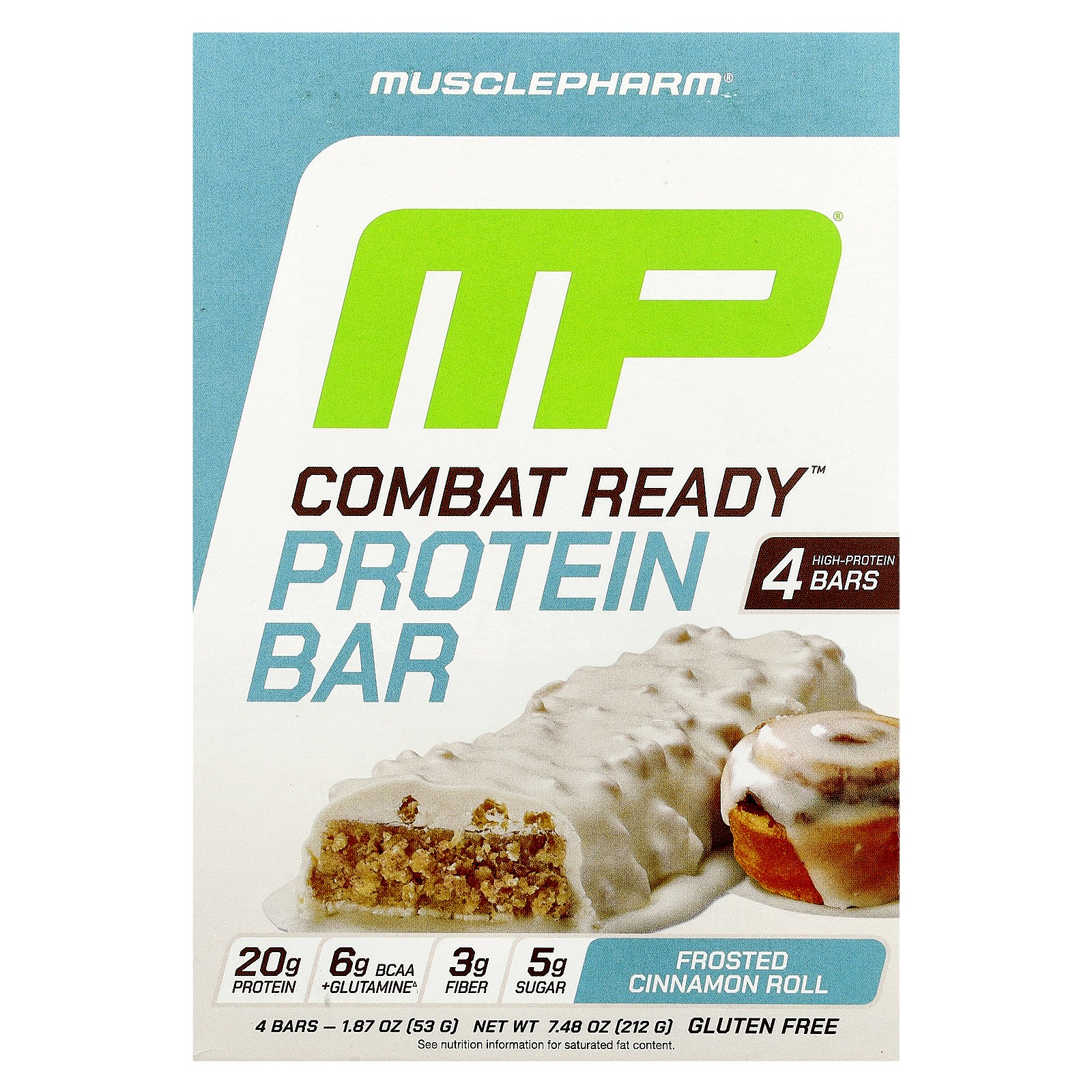 MusclePharm Combat Ready™ Protein Bar, Frosted Cinnamon Roll , 4 Bars ...