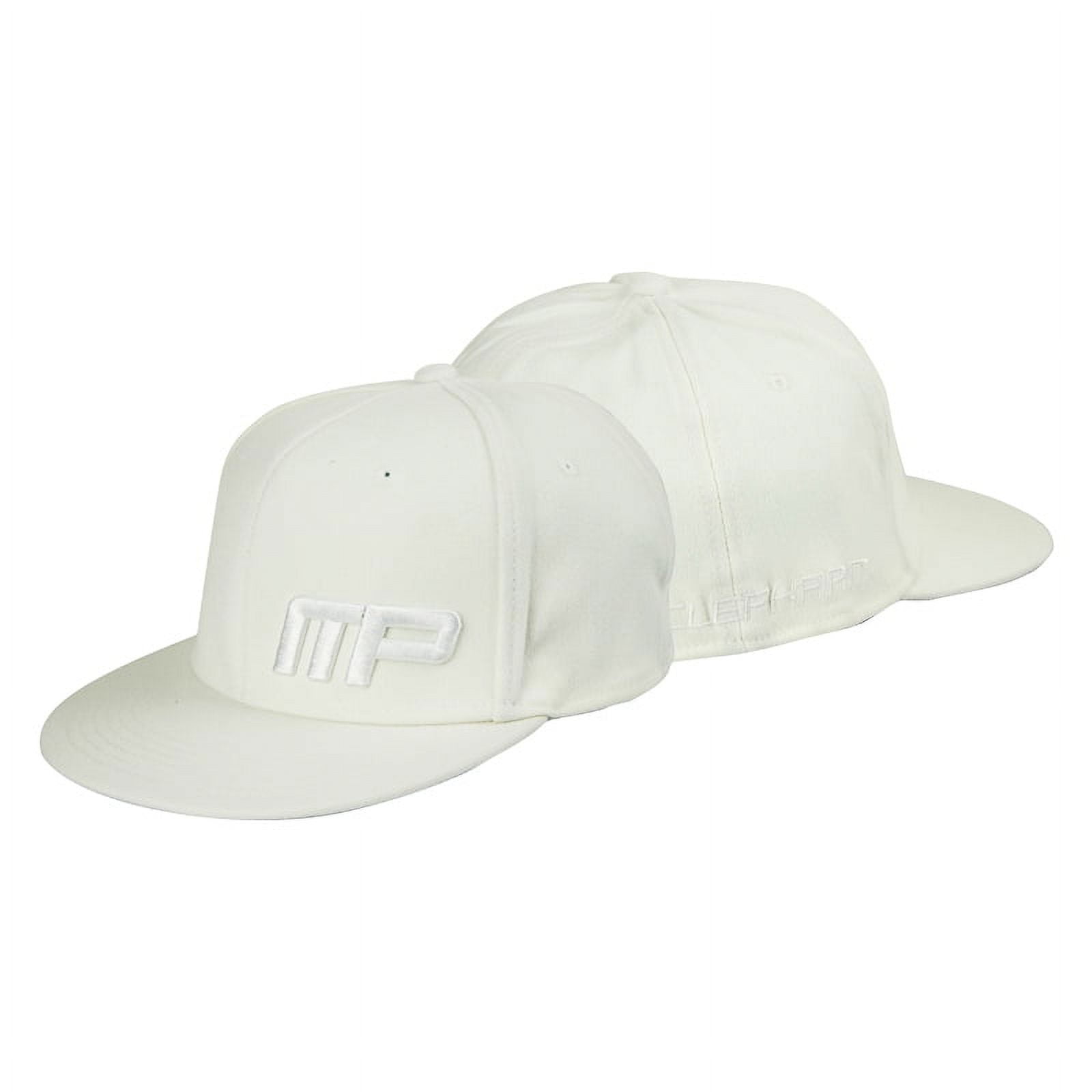 MusclePharm Mens MP Flat Bill Fitted Hat - White - Walmart.com
