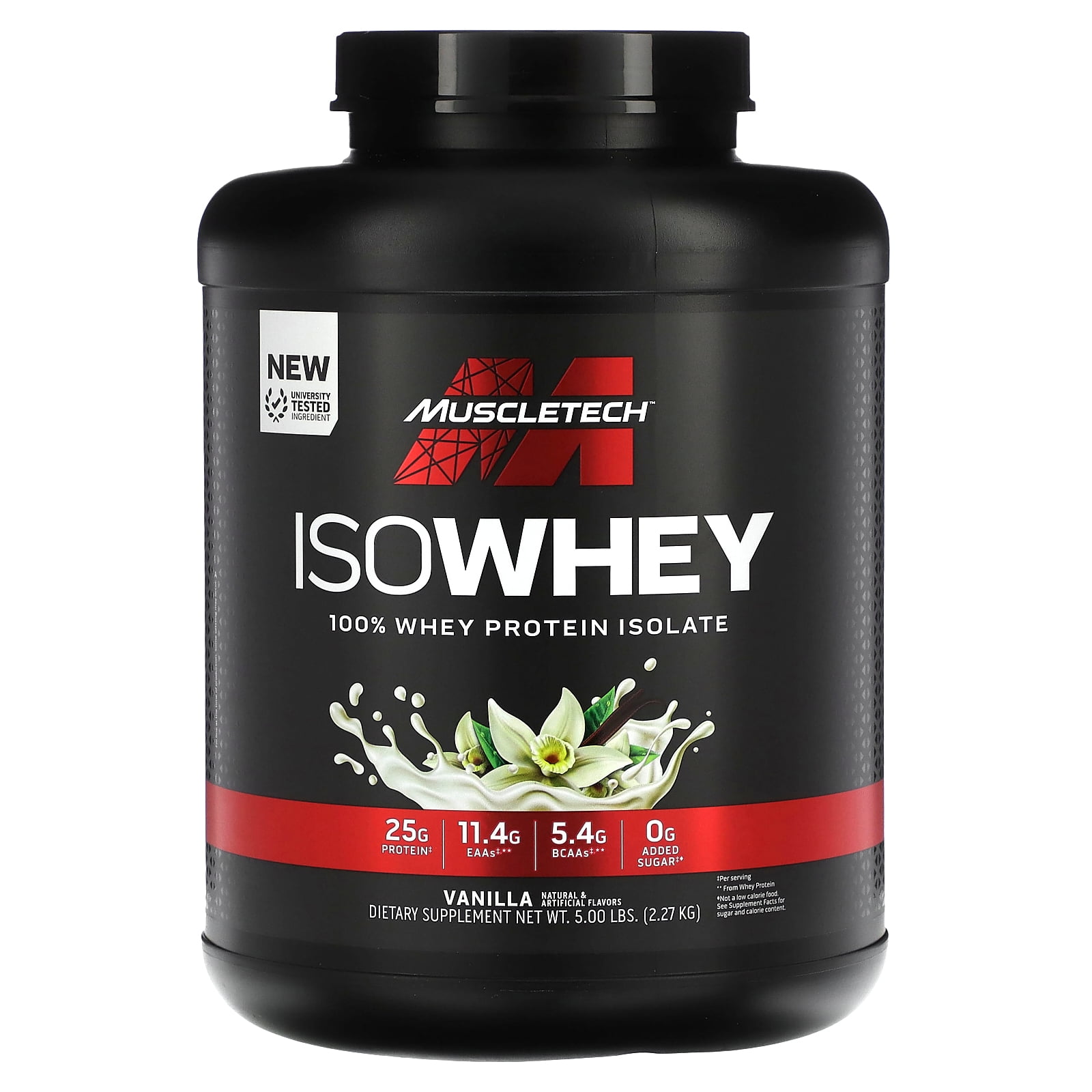 MuscleTech IsoWhey, 100% Whey Protein Isolate, Vanilla , 5 lbs (2.27 kg ...