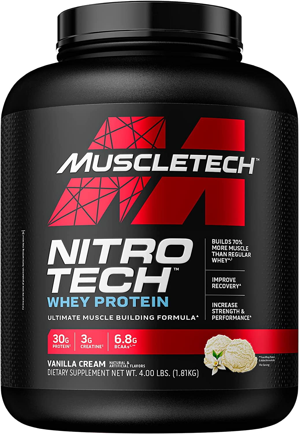 MuscleTech Nitro-Tech Whey Protein + Creatine Pre-Workout Mass Builder ...