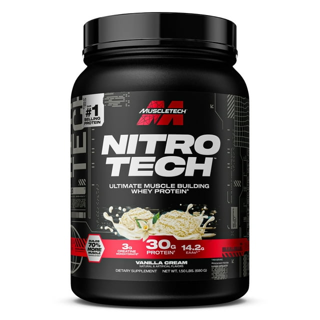 MuscleTech NitroTech Whey Protein Powder, Vanilla Cream - Walmart.com