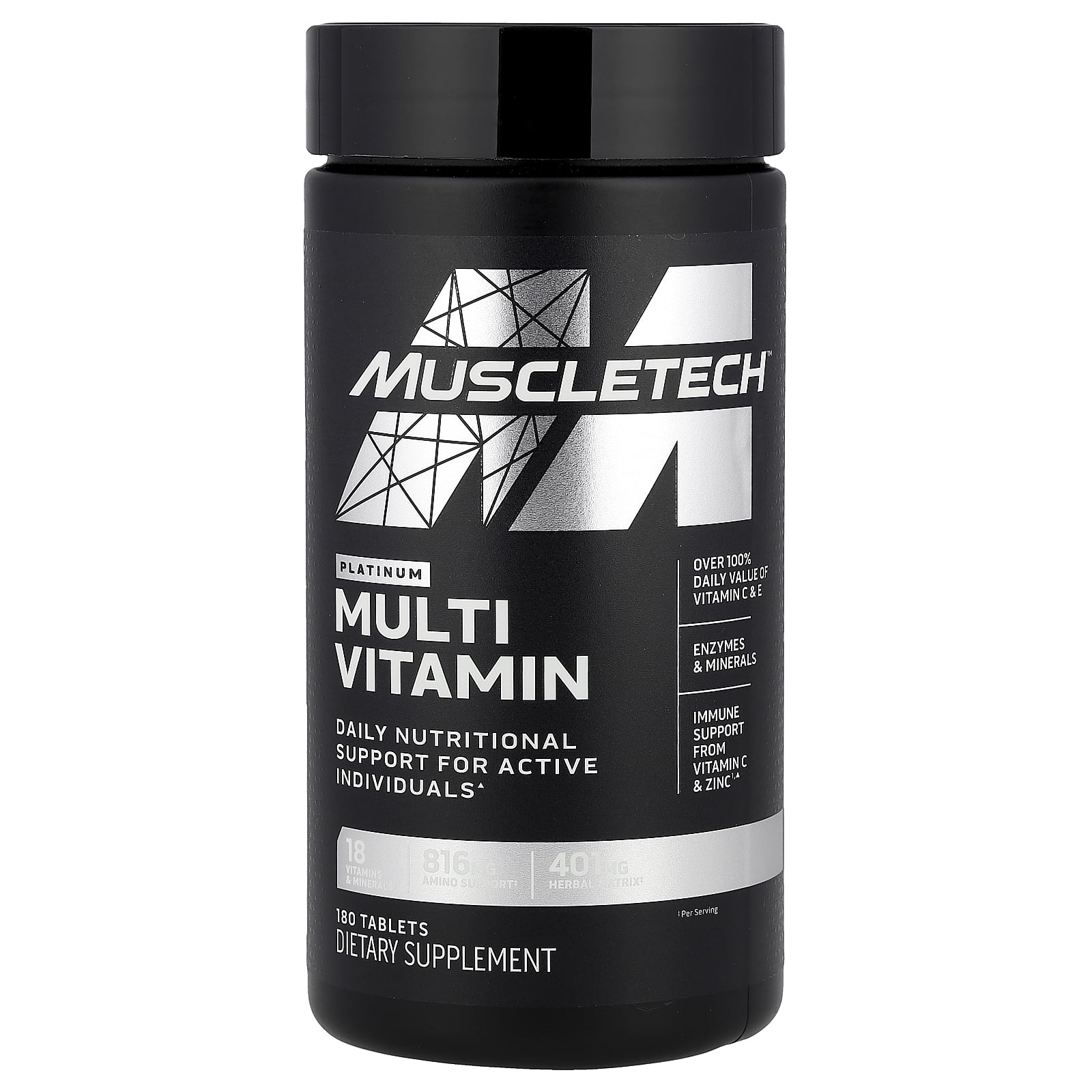 MuscleTech Platinum Multivitamin, 180 Tablets, High-Potency Vitamins ...