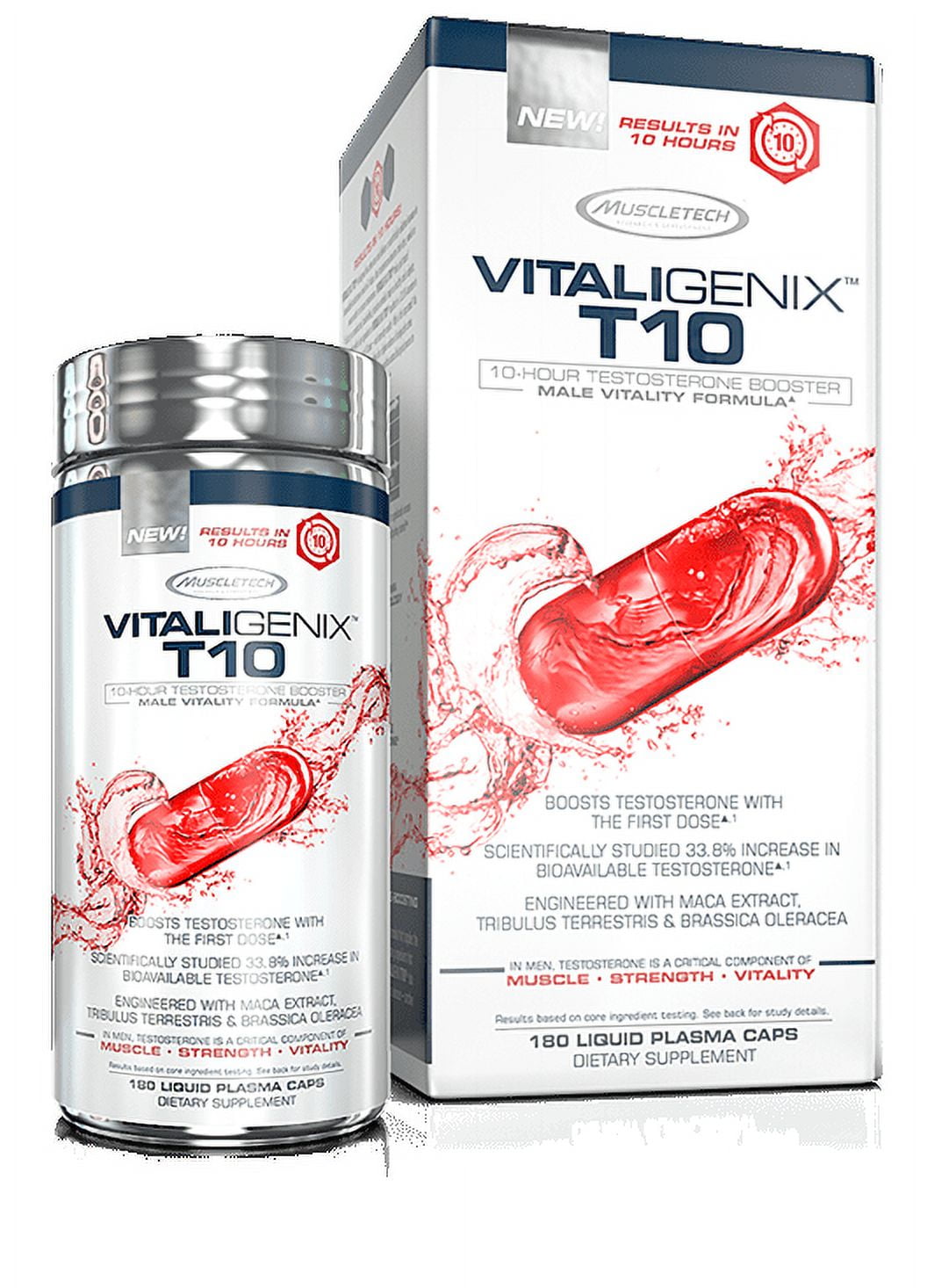MuscleTech Vitaligenix T10 10-Hour Test Booster Male Vitality Formula ...