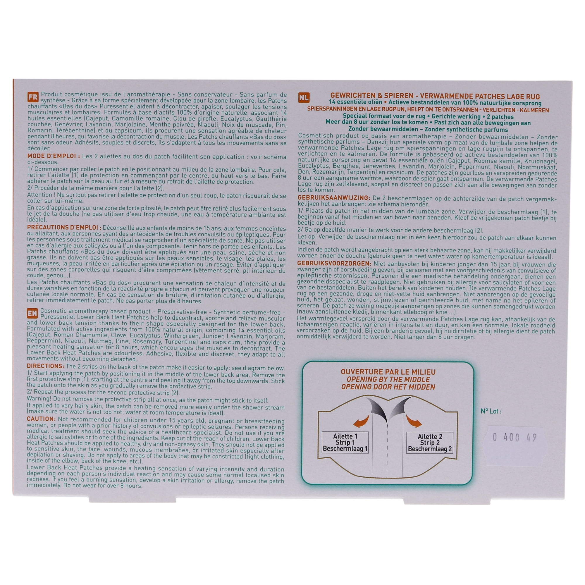 Muscles and Joints Lower Back Heat Patches by Puressentiel for Unisex ...