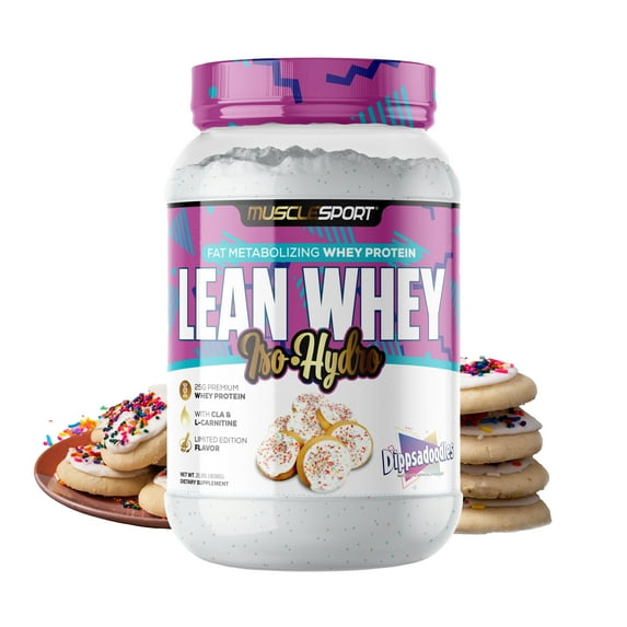 Musclesport Lean Whey™ Iso Hydro Protein Powder, Dippsadoodles - 2lb, 25g of Protein - Low Fat ...