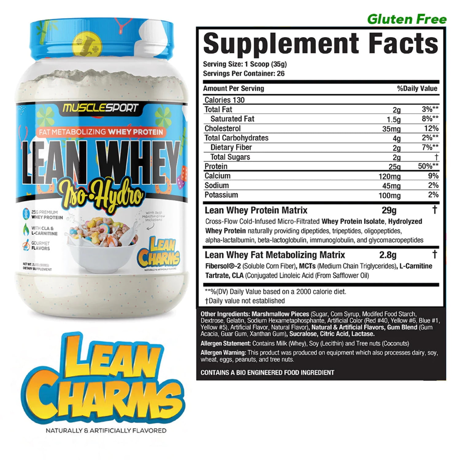 Musclesport Lean Whey™ Iso Hydro Protein Powder, Lean Charms - Gluten ...