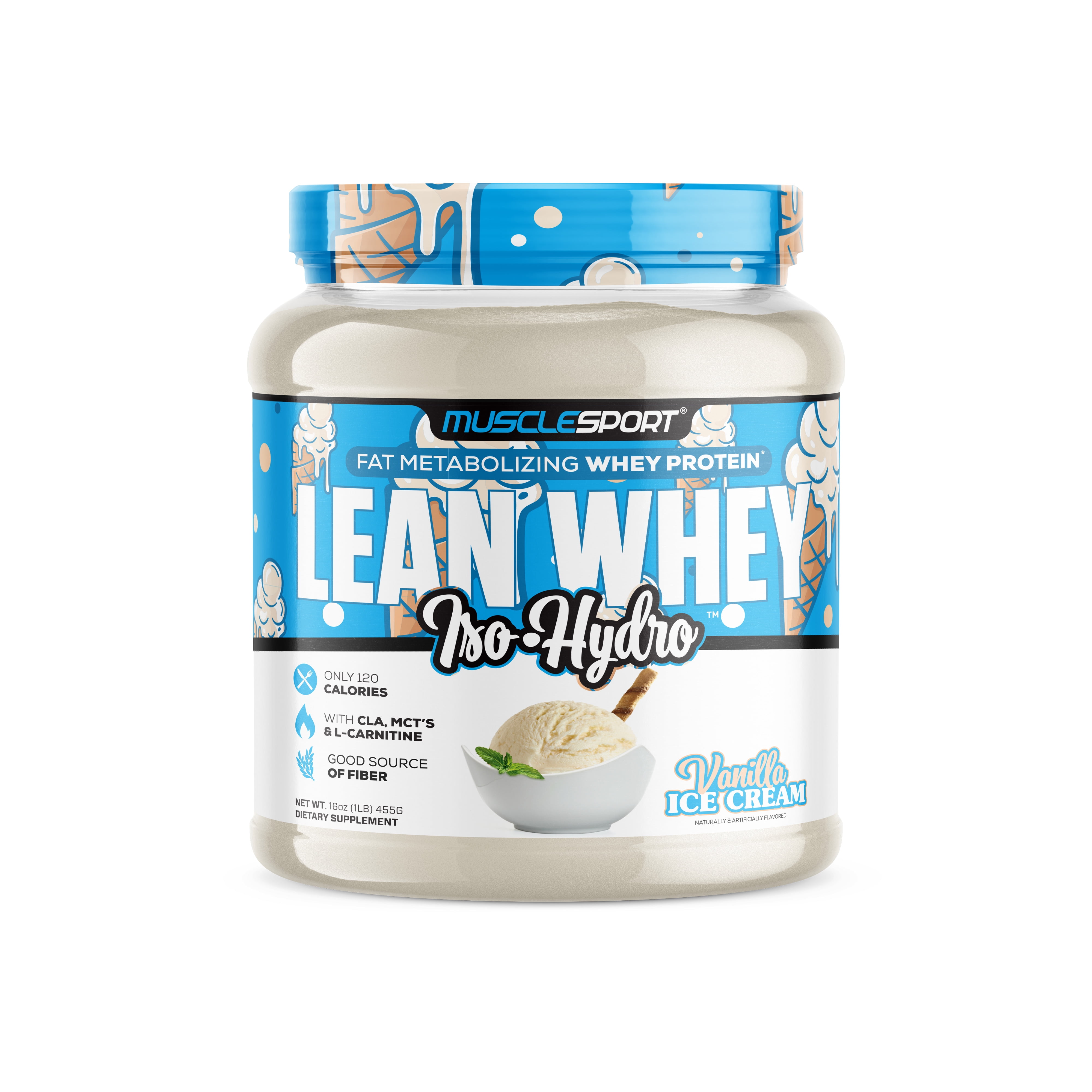 Musclesport Lean Whey Protein Isolate, Vanilla, Low Calorie, Low Carb ...
